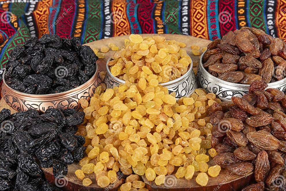Collection of Raisins that Offers a Vibrant and Nutritious Array. Three ...