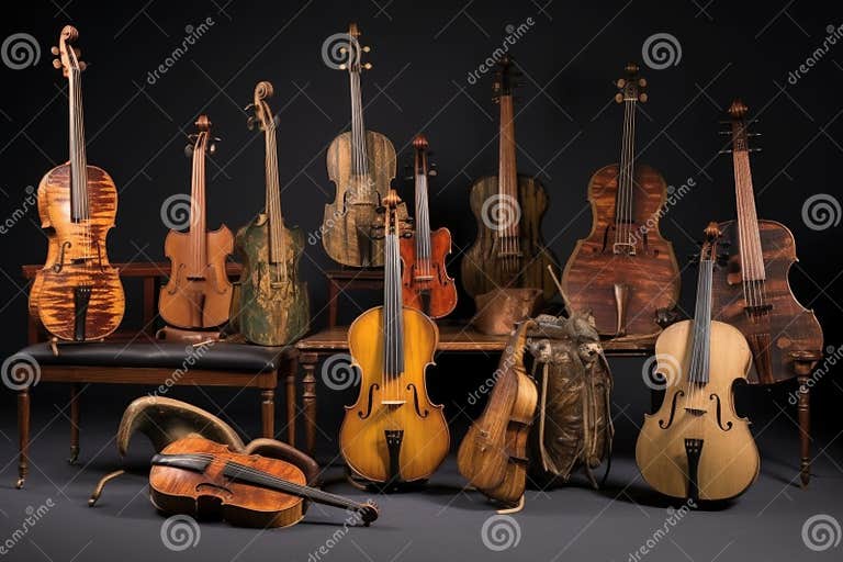 Collection of Rare, Antique String Instruments Stock Illustration ...