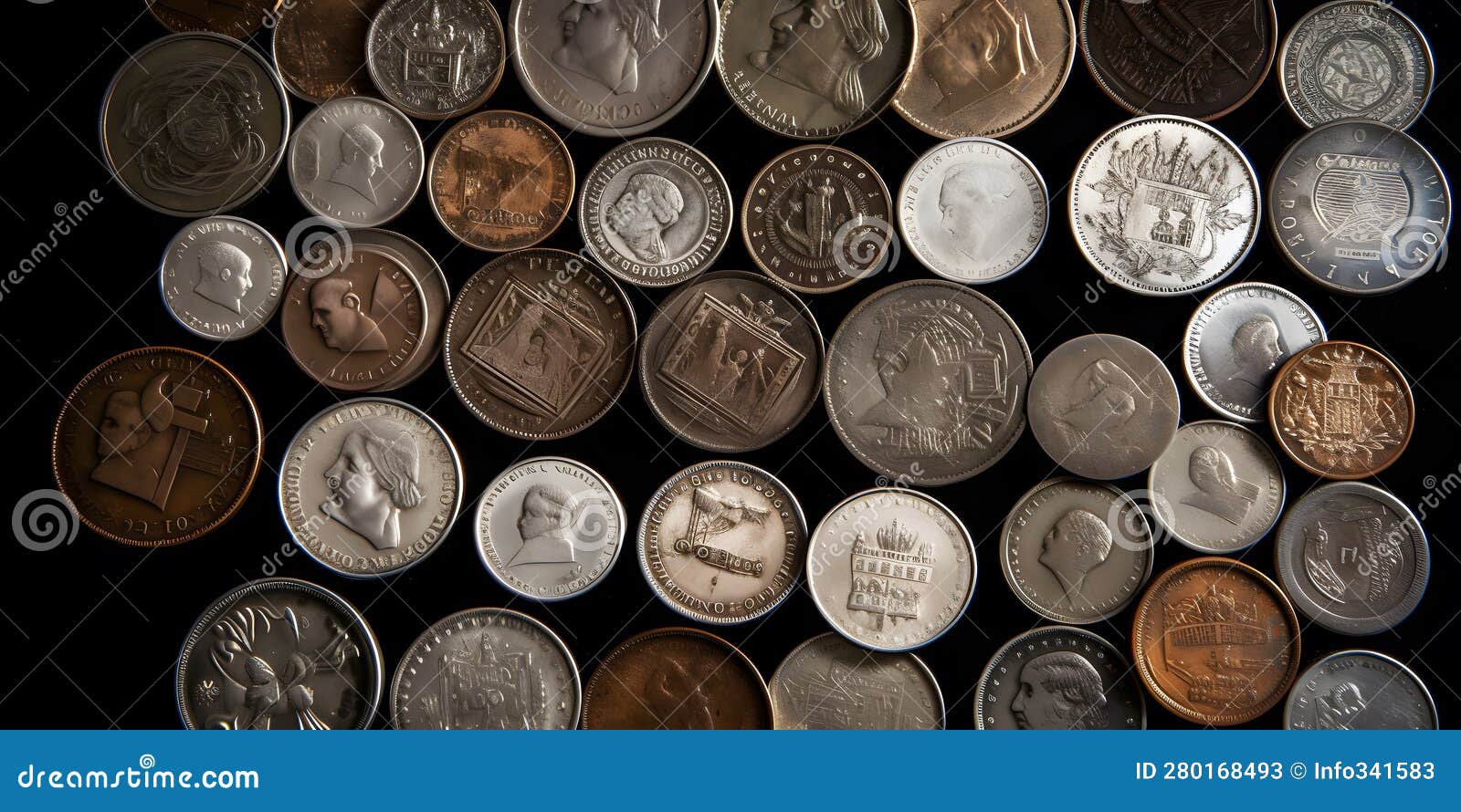 Collection of Rare Coins from Around the World Two Generative AI Stock ...