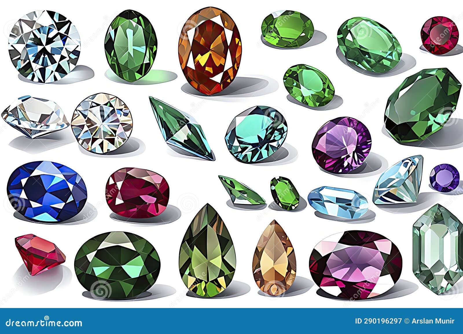 A Collection of Rare Gemstones Stock Illustration - Illustration of ...
