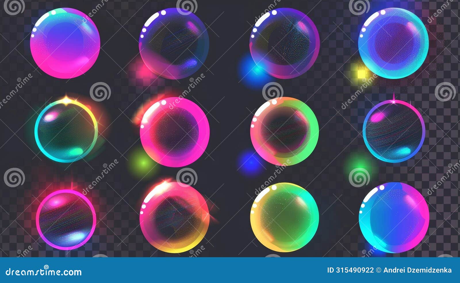 A Collection of Realistic Abstract Gradient Spots Isolated on ...