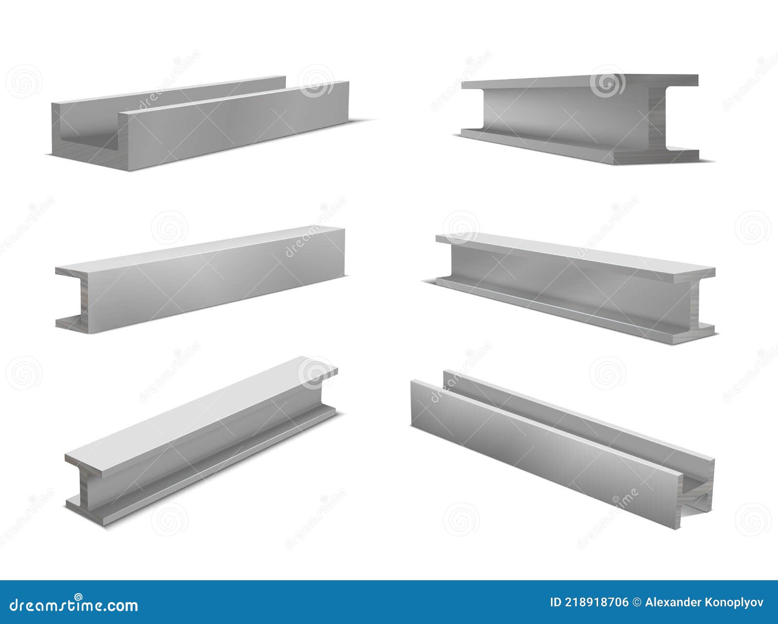Collection Realistic Construction Metal Beams Vector Illustration ...