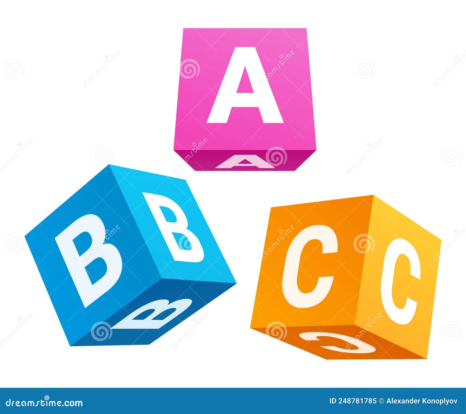 Collection Realistic Flying Abc Educational Blocks Vector Illustration ...