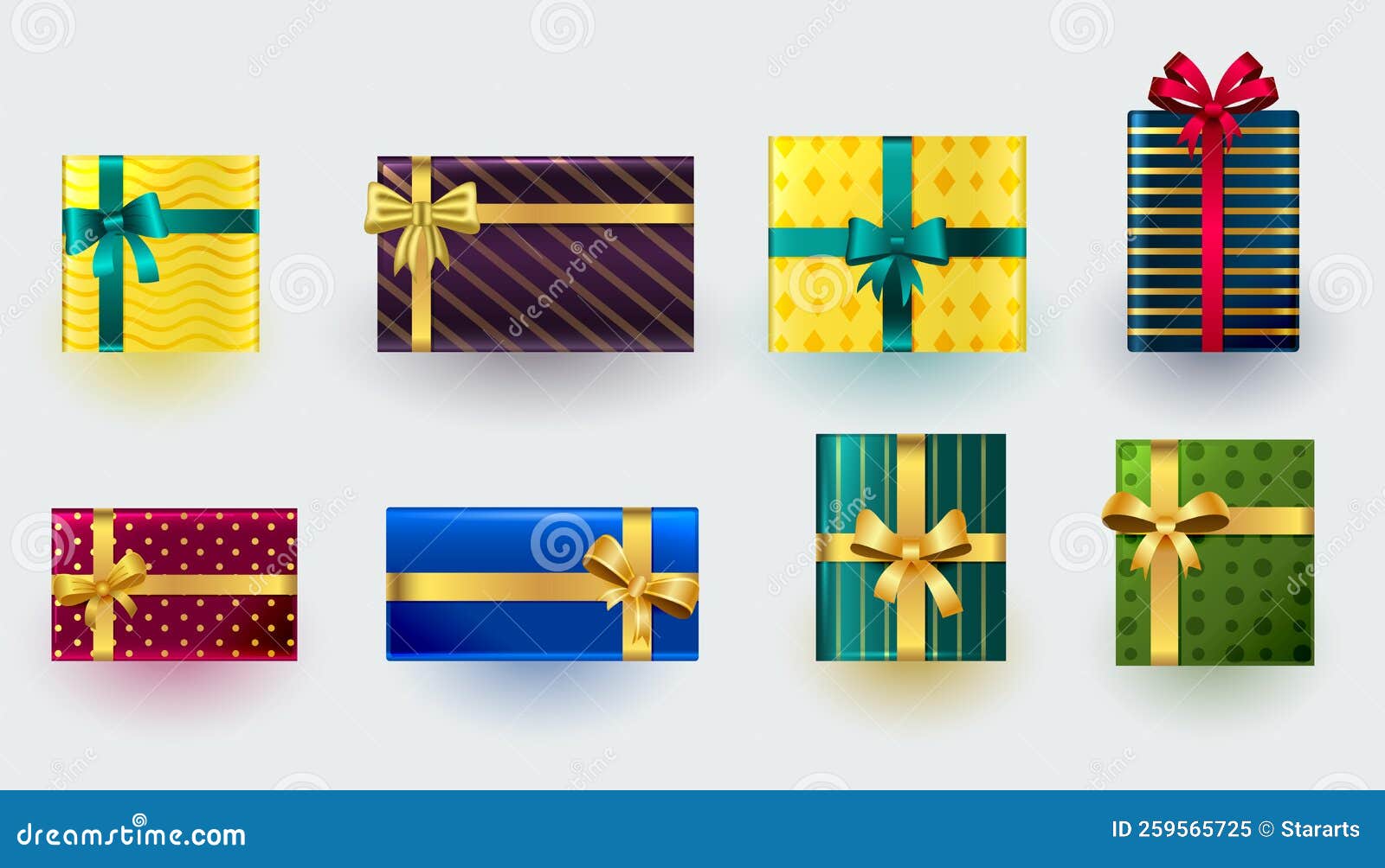 Collection of Realistic Gift Box Design for Christmas Celebration ...
