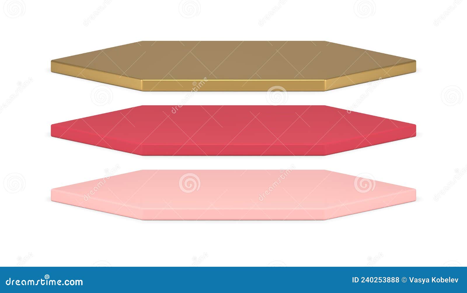 Collection Realistic Hexagonal Stage Podium Isometric 3d Template ...