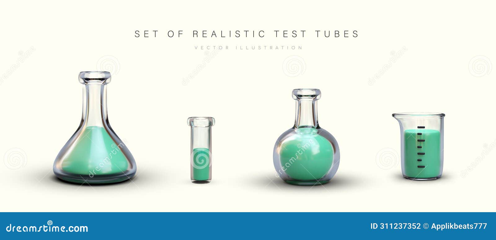 Collection of Realistic Labware Filled with Green Liquid Stock Vector ...