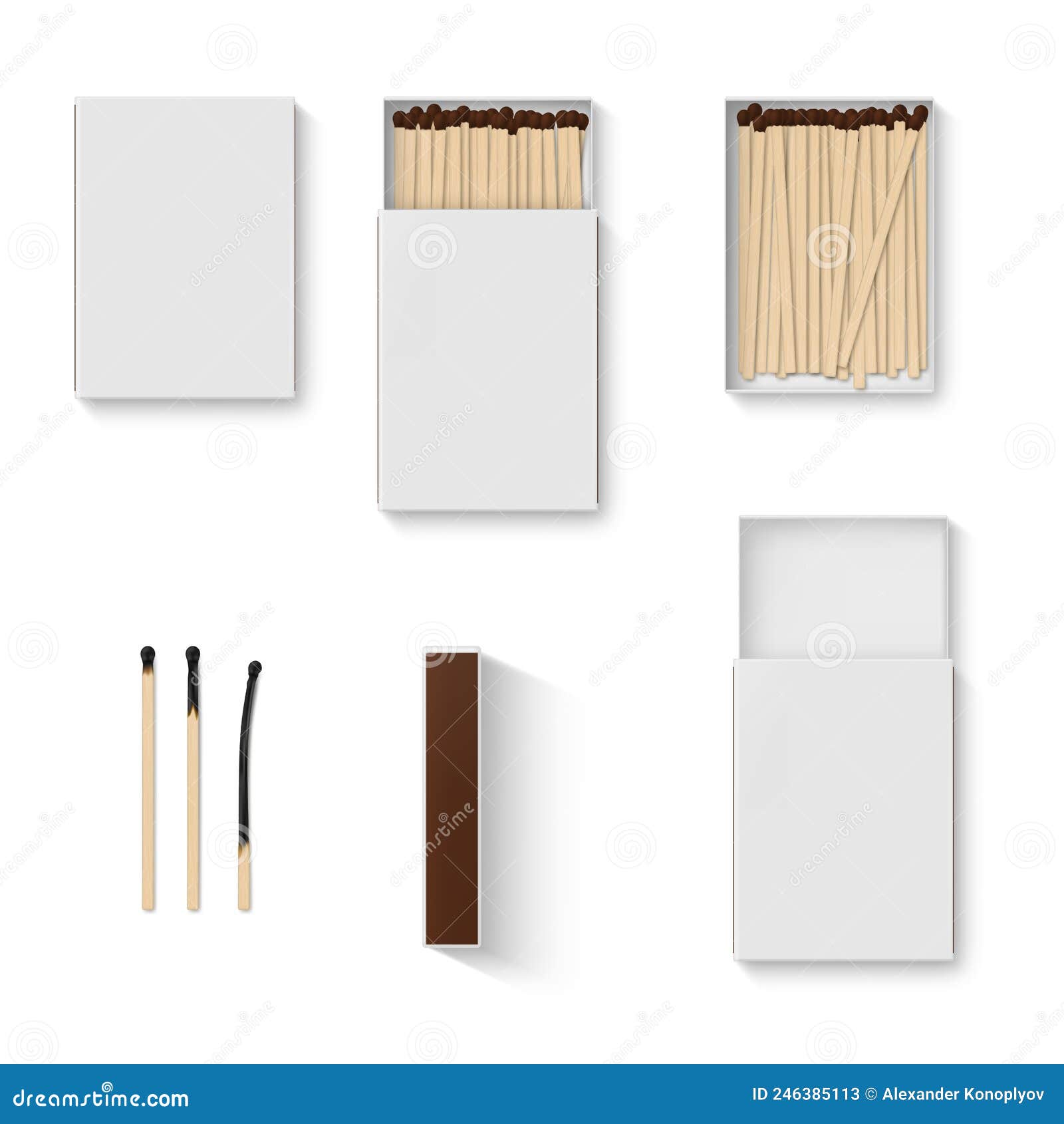 Collection Realistic Matchbox Blank Template Front Side View Vector ...
