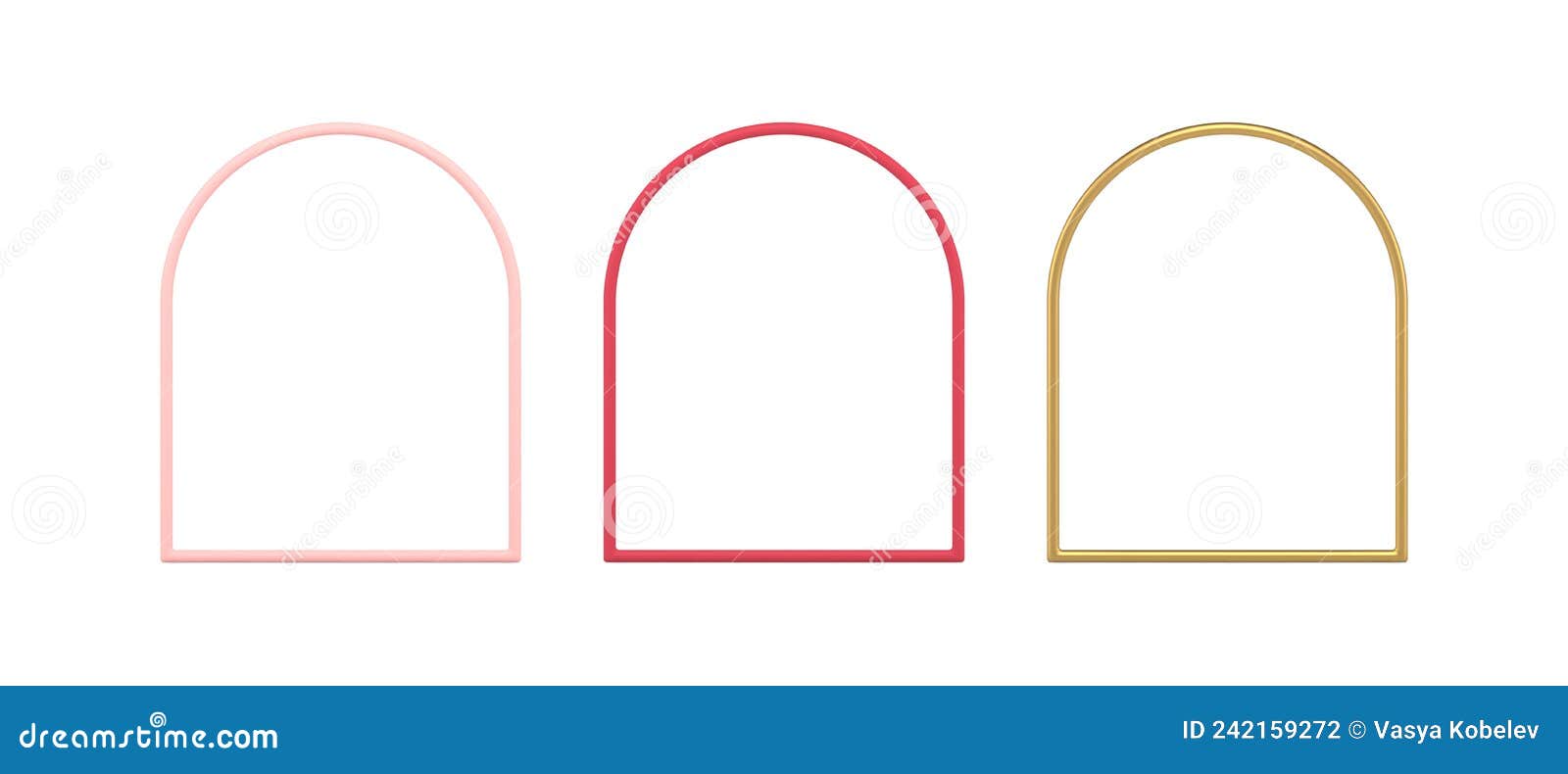 Collection Realistic Metallic Glossy Semi Circle Vertical Arch ...