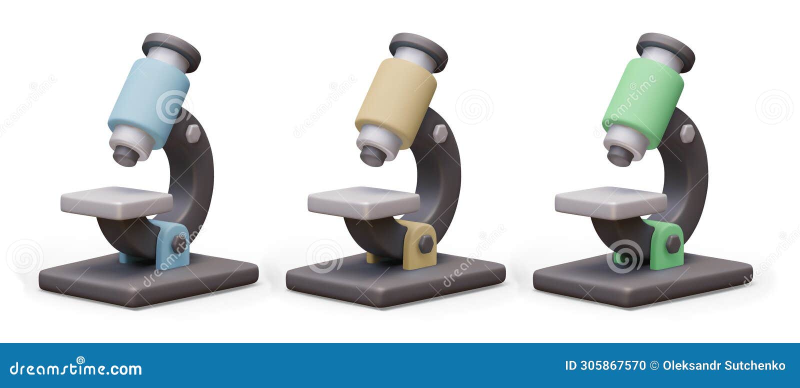 Collection of Realistic Microscopes of Different Colors. Optical ...