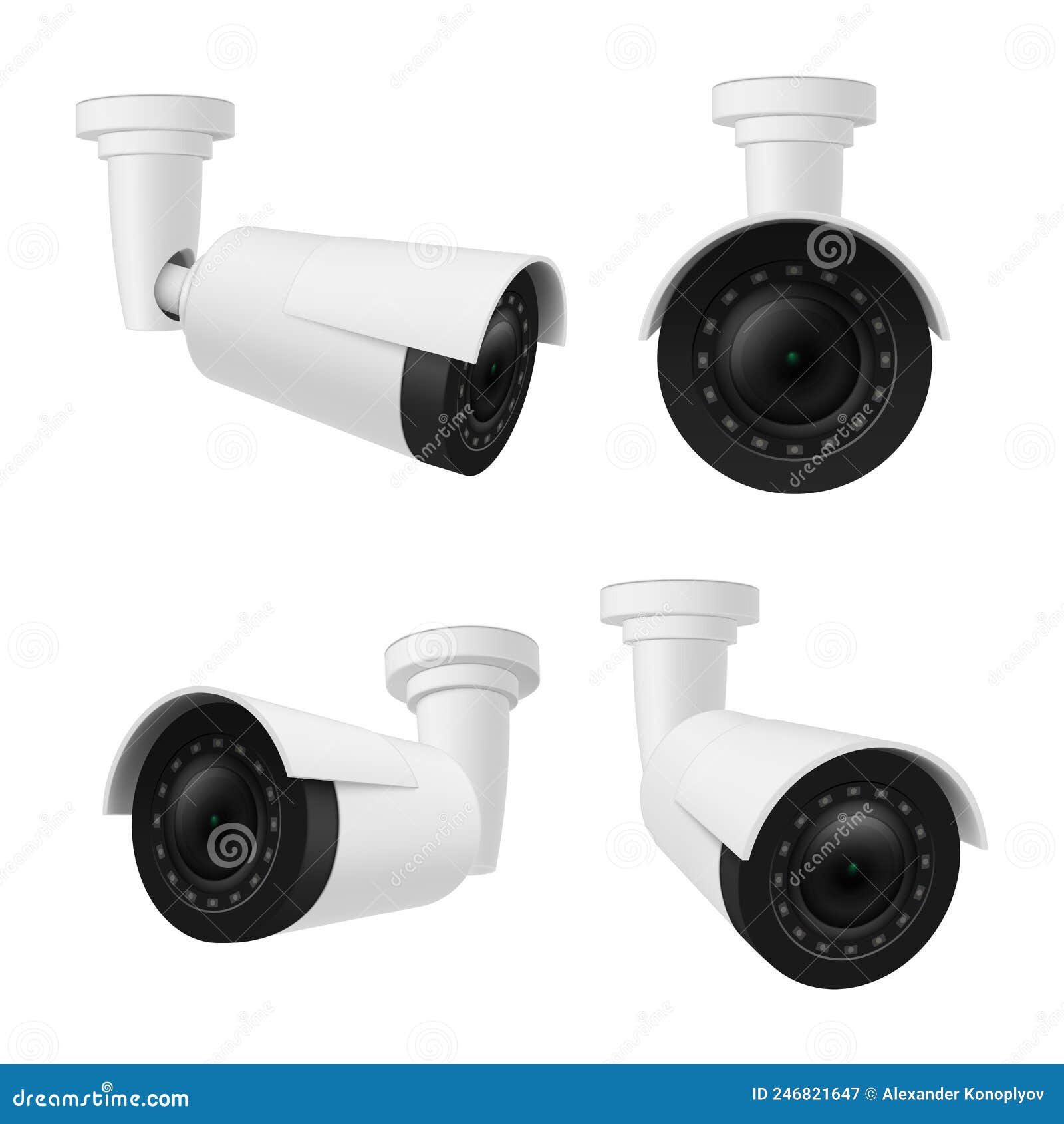 Collection Realistic Modern Surveillance Camera Different Sides ...