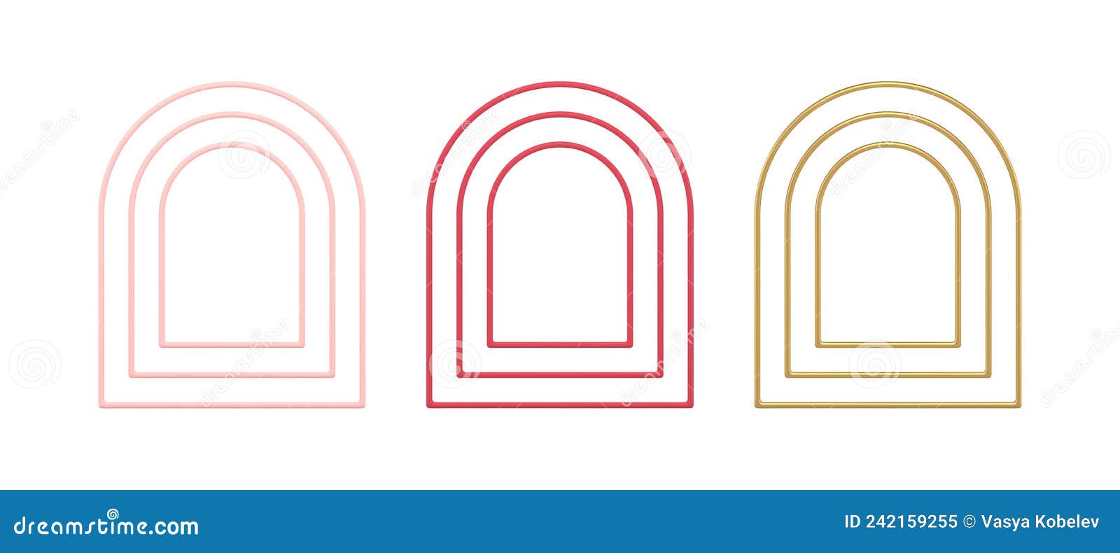 Collection Realistic Multilevel Vertical Arch Semi Circle Contour ...