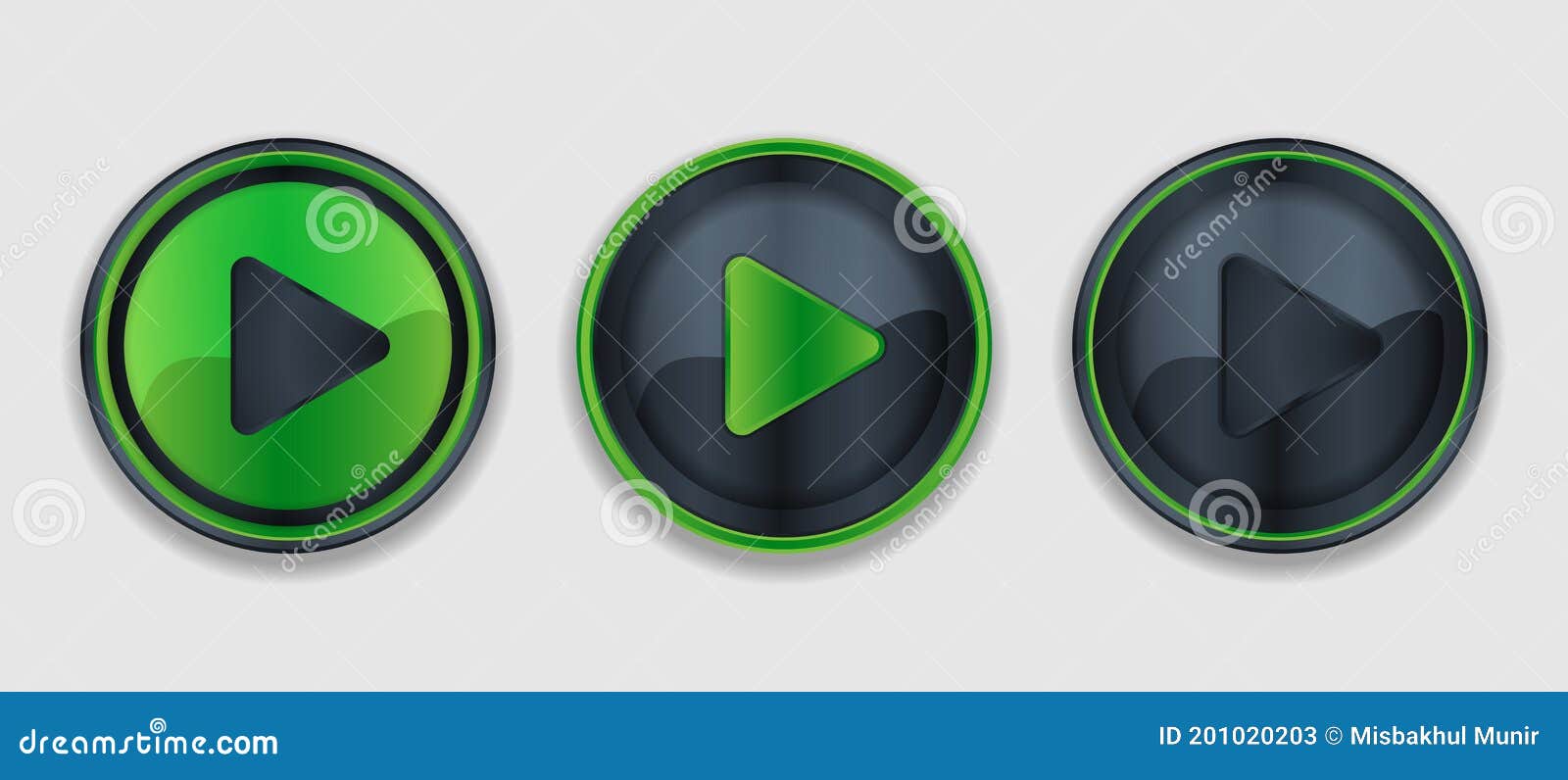 Collection of Realistic Play Button Designs Stock Vector - Illustration ...