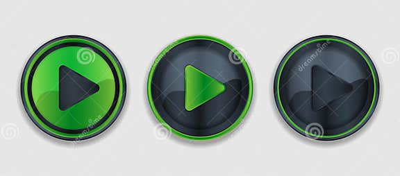 Collection of Realistic Play Button Designs Stock Vector - Illustration ...