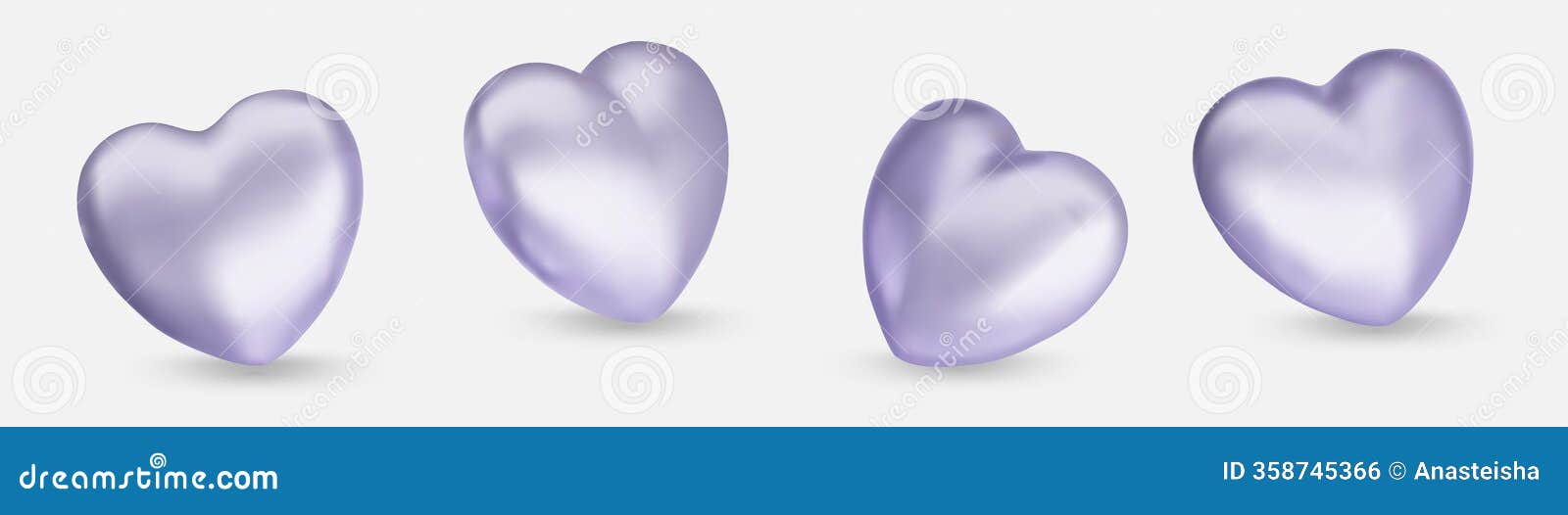 Collection of Realistic Purple Valentine Hearts. 3d Render Heart Stock ...