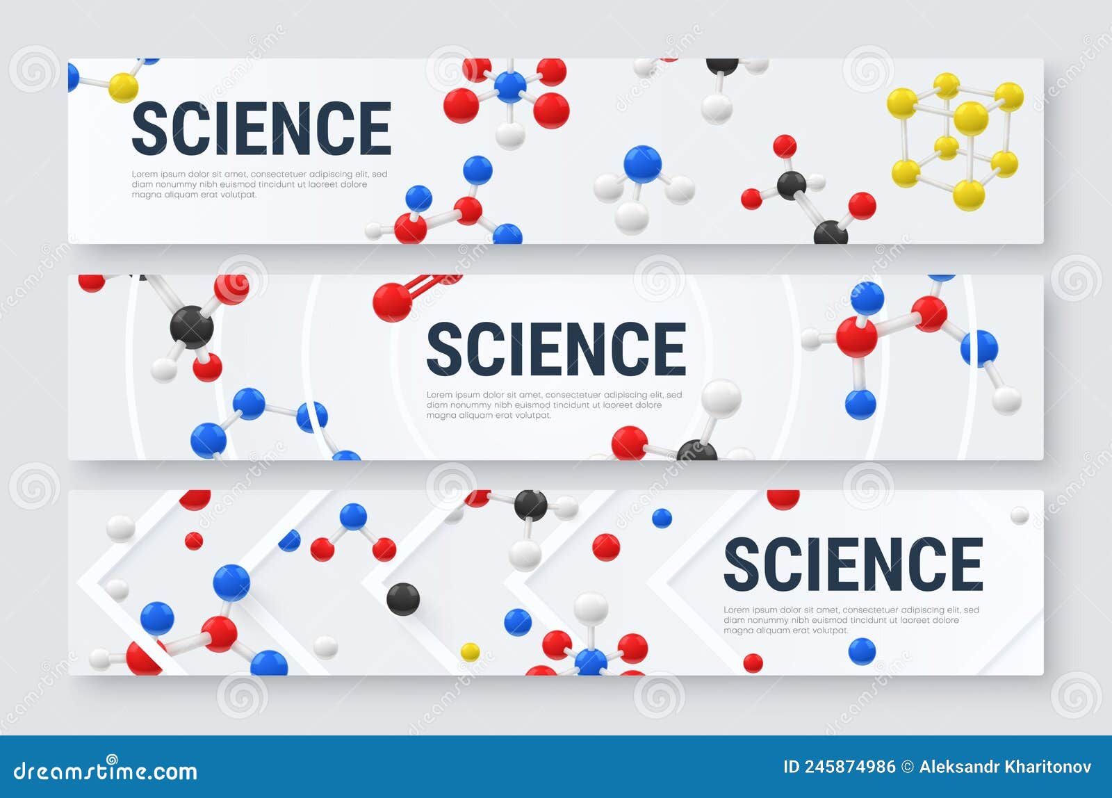 Collection Realistic Science Horizontal Banners with Place for Text ...