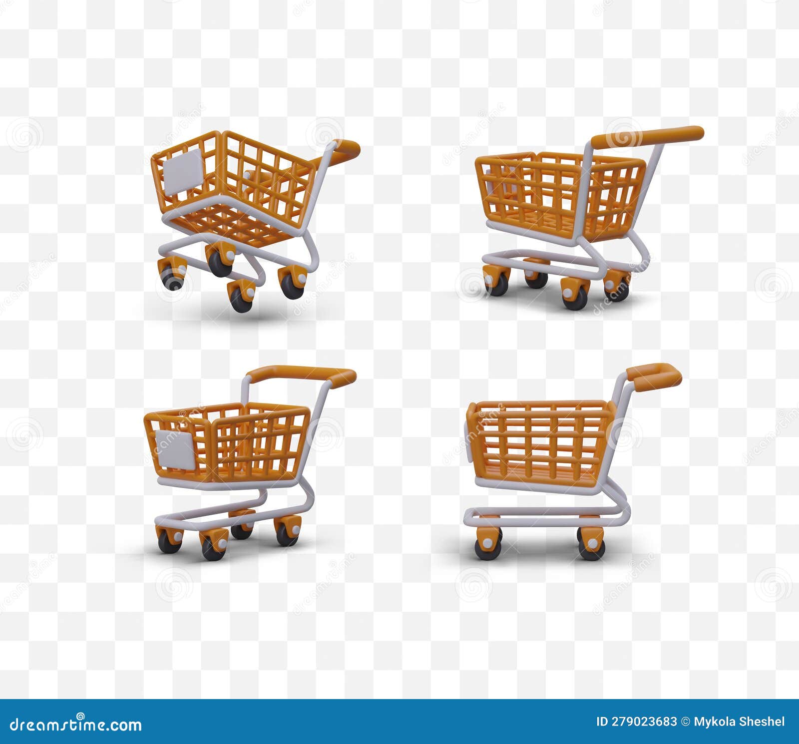 Collection of Realistic Shopping Carts. Modern Shopping Cart Side ...