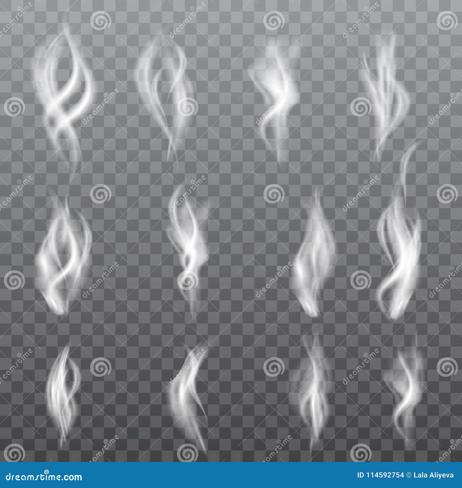 Collection of Realistic White Smoke on Transparent Background. Vector ...