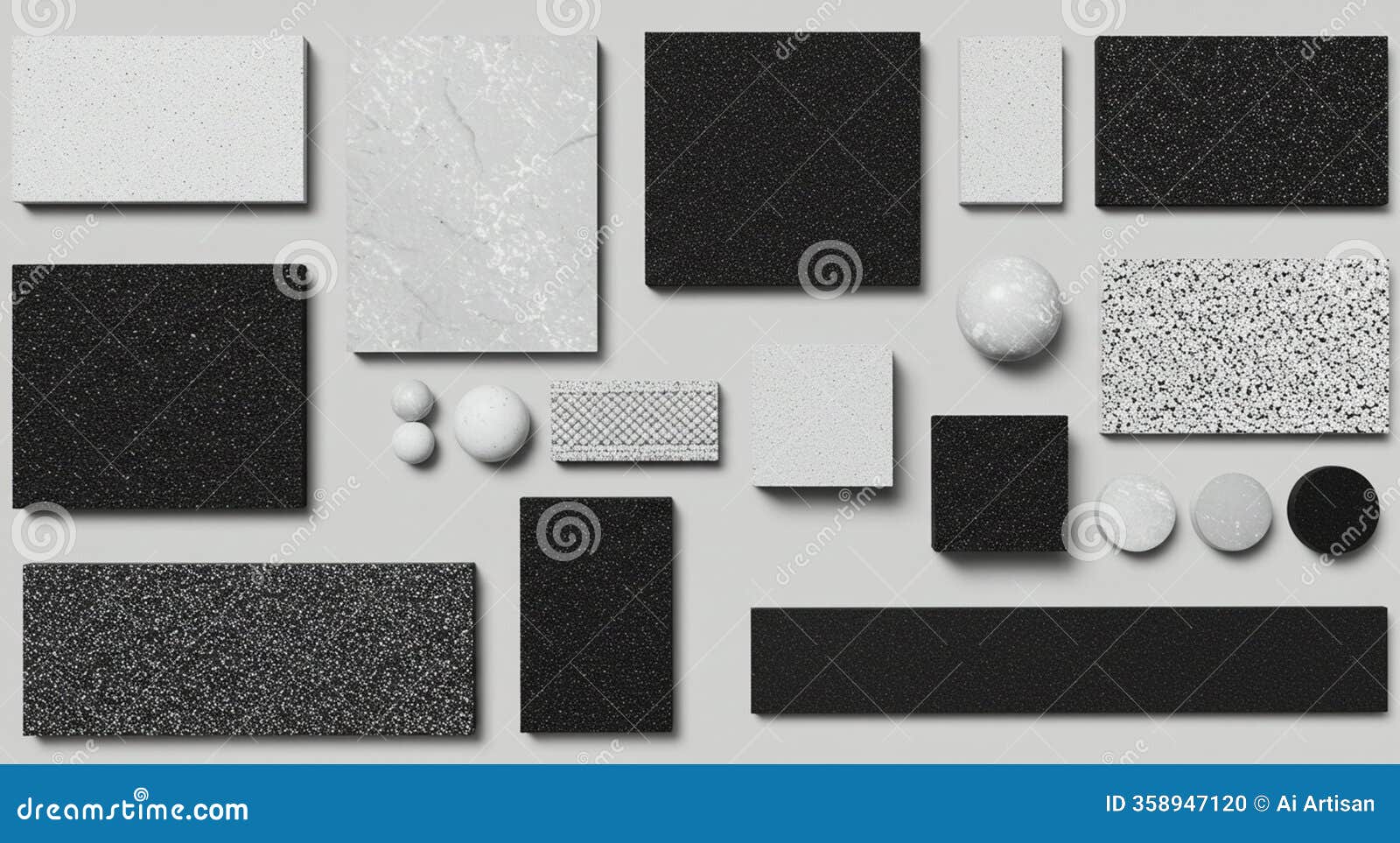 A Collection of Rectangular and Circular Samples in Black, White, and ...
