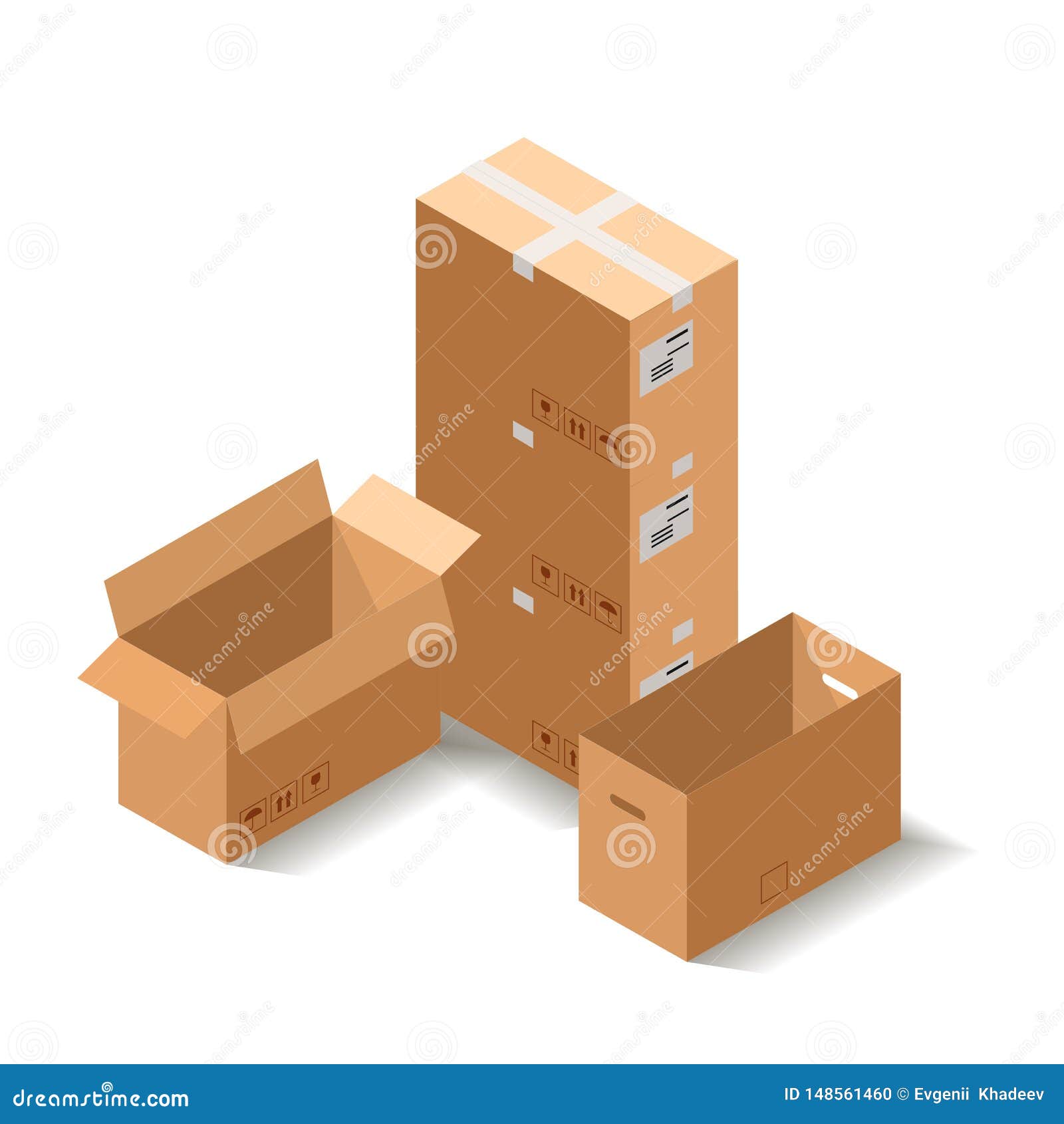Collection Recycle Brown Box Packaging. Stock Vector - Illustration of ...