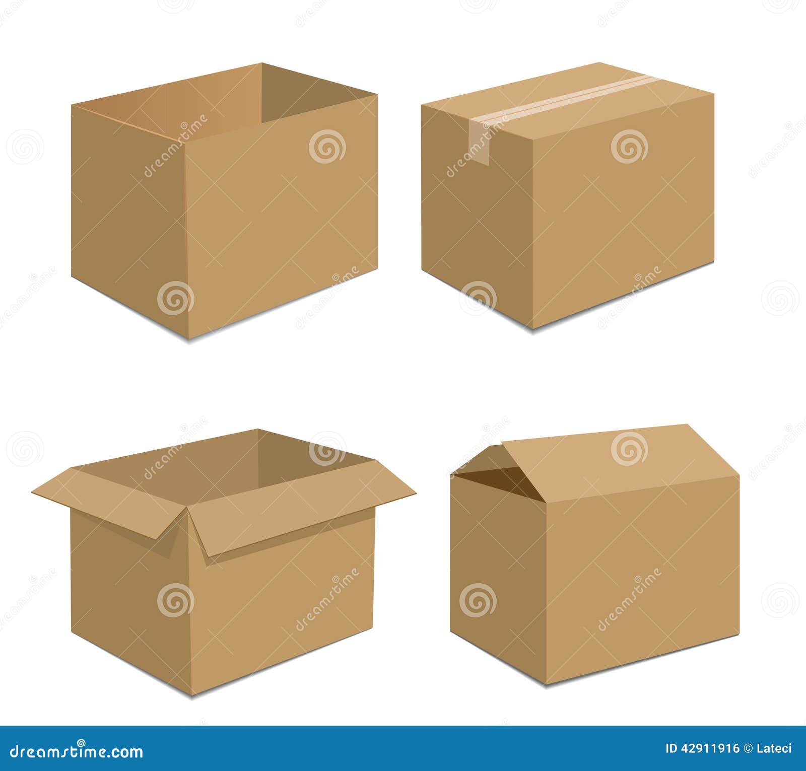 Collection Recycle Brown Box Packaging. Stock Vector - Illustration of ...