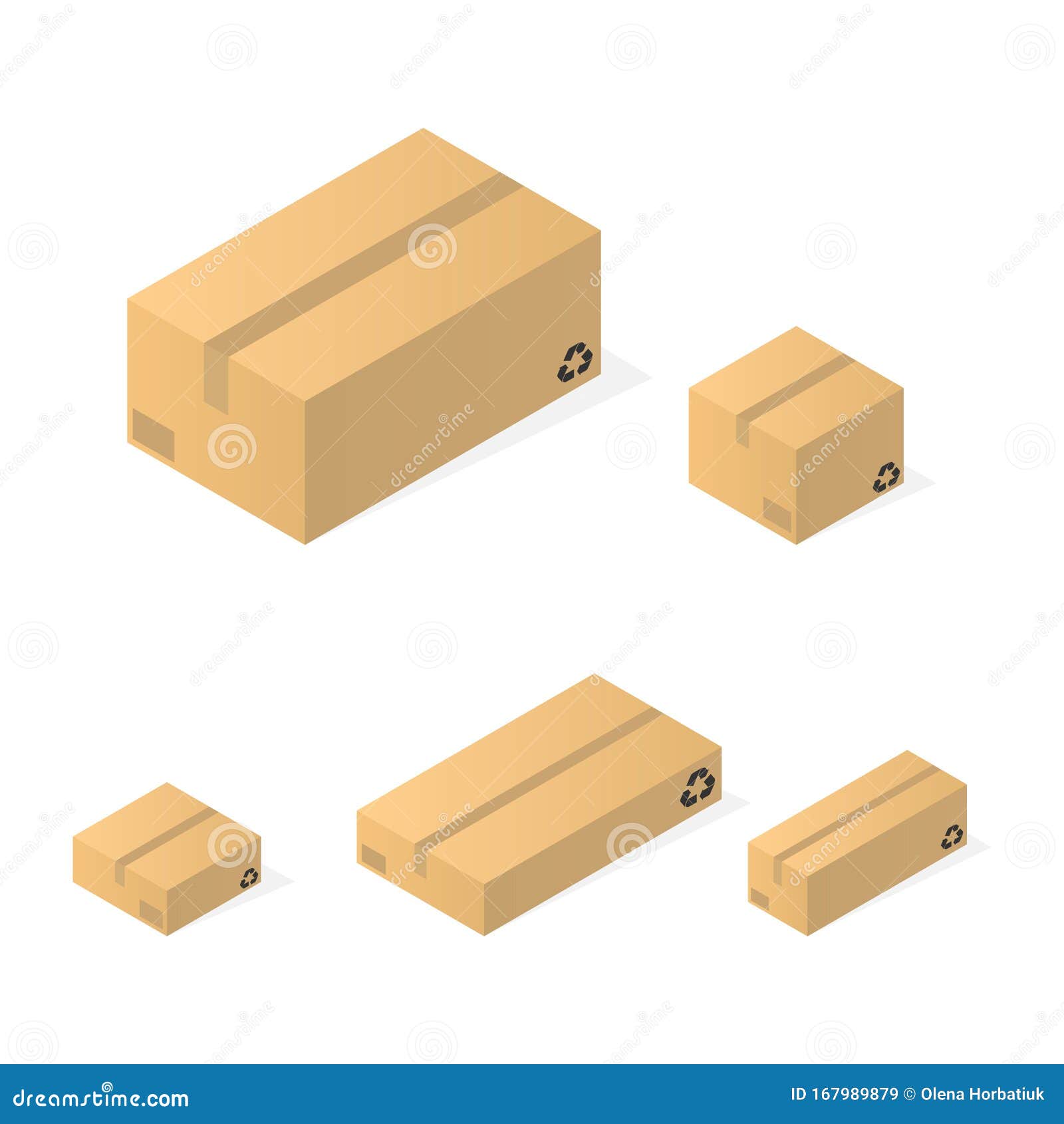 Collection Recycle Brown Box Packaging. Vector Illustration Stock ...