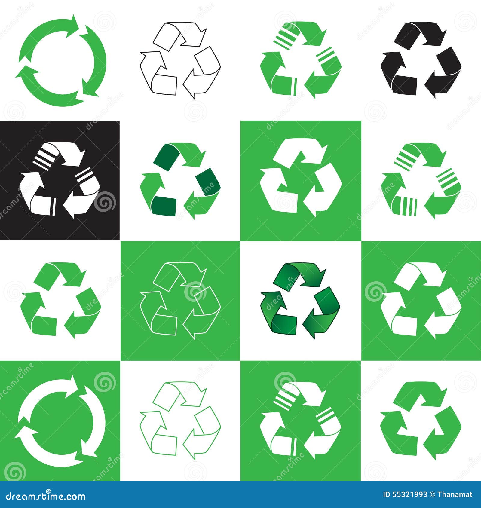 Collection of Recycle Icon. Stock Vector - Illustration of green ...