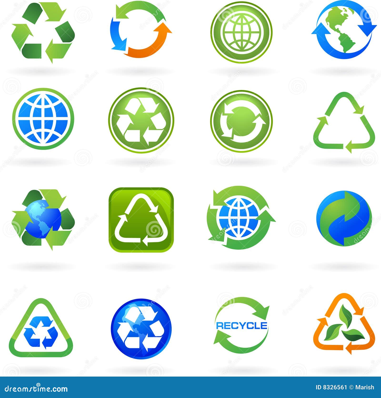 Collection of Recycle Icons and Logos Stock Vector - Illustration of ...