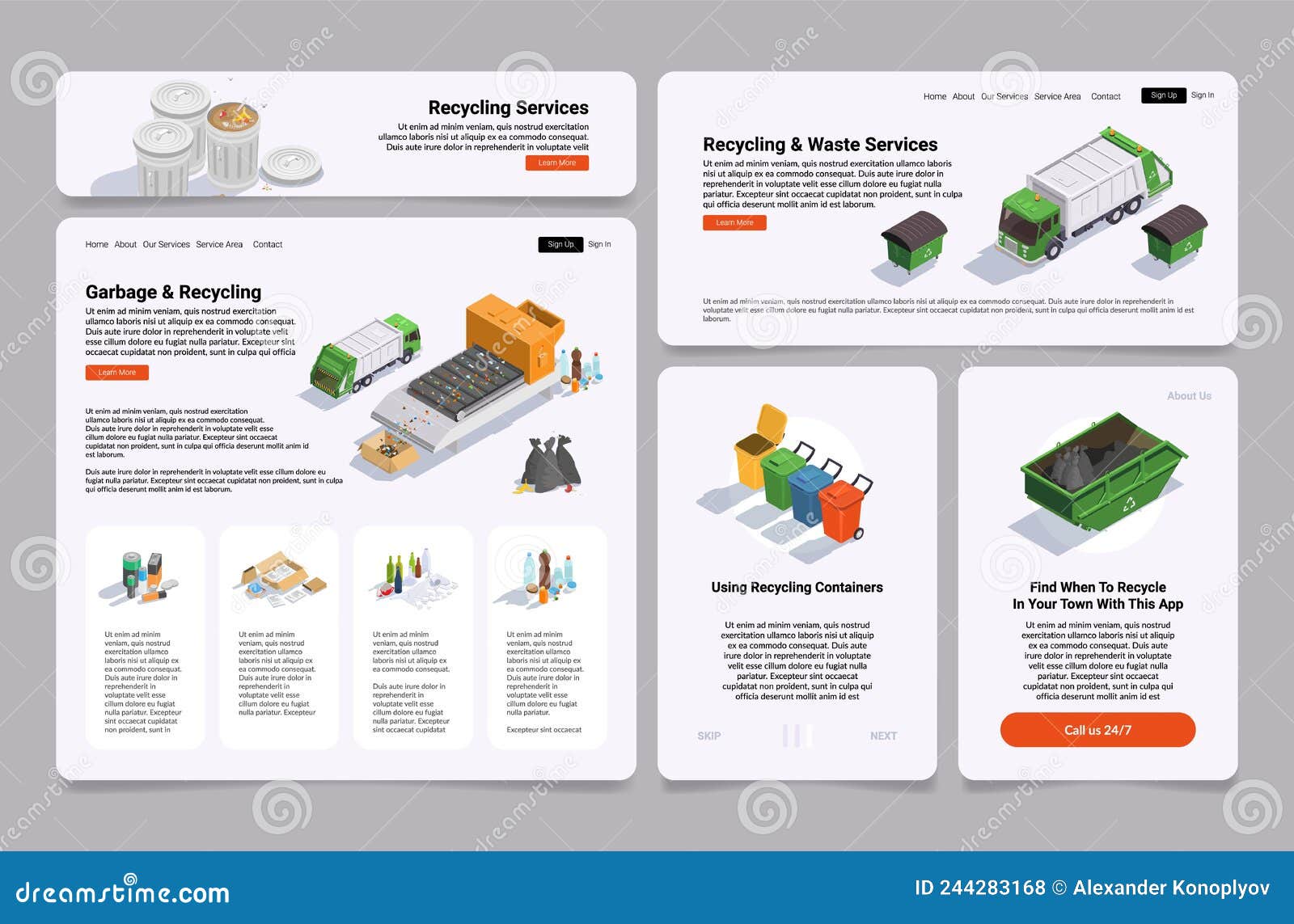 Garbage Processing Concept 3d Isometric View. Vector | CartoonDealer ...