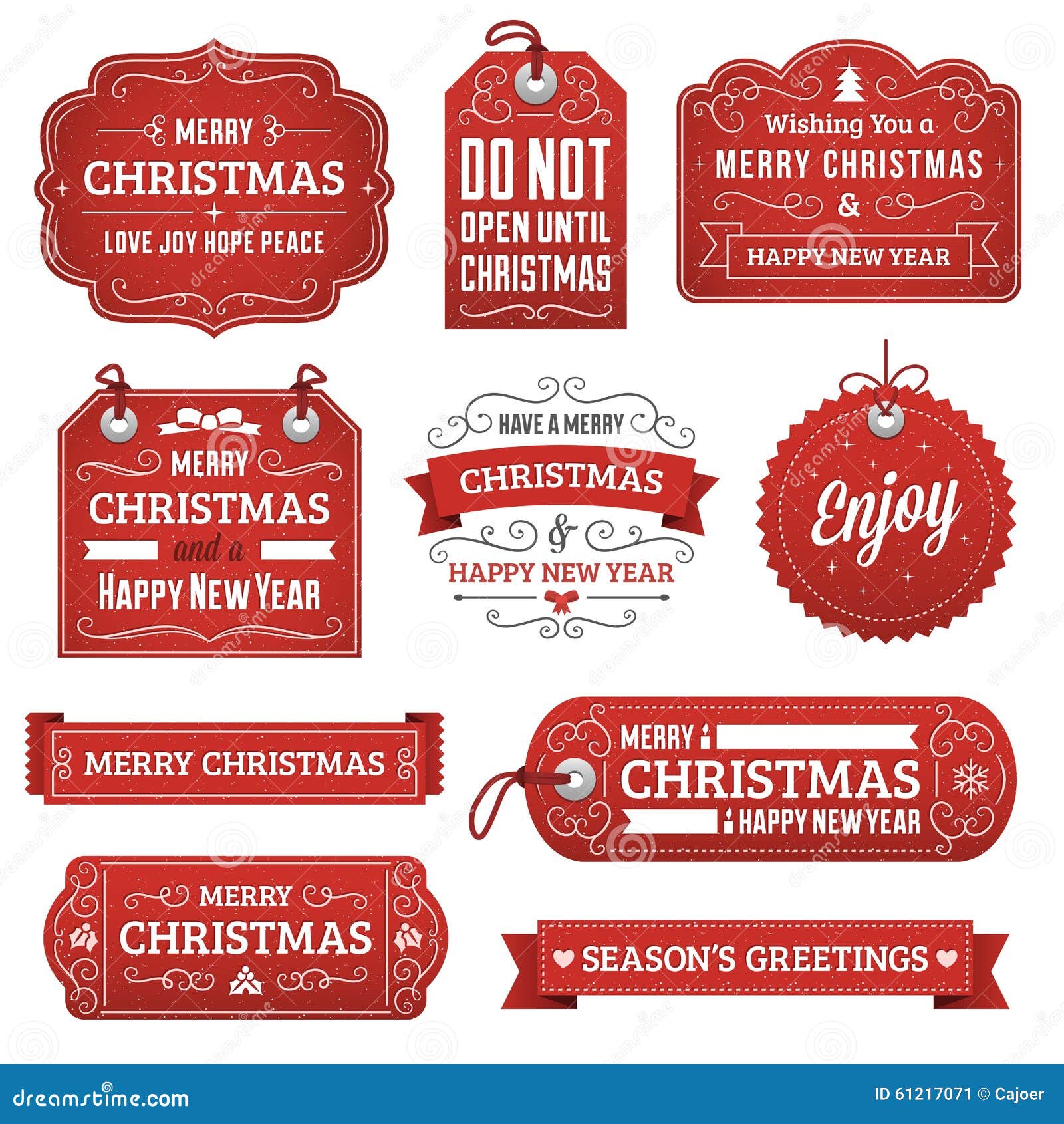 Collection of Red Christmas Labels Stock Vector - Illustration of ...