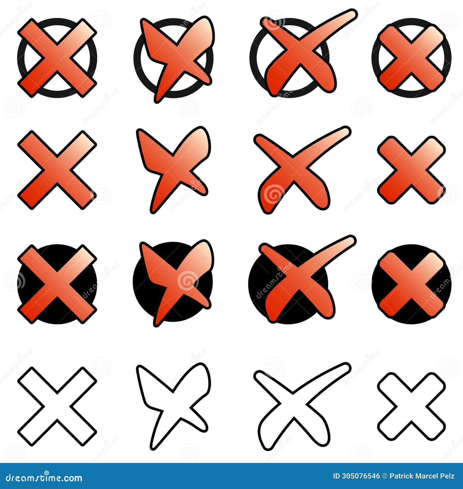 Collection of red crosses stock vector. Illustration of reject - 305076546