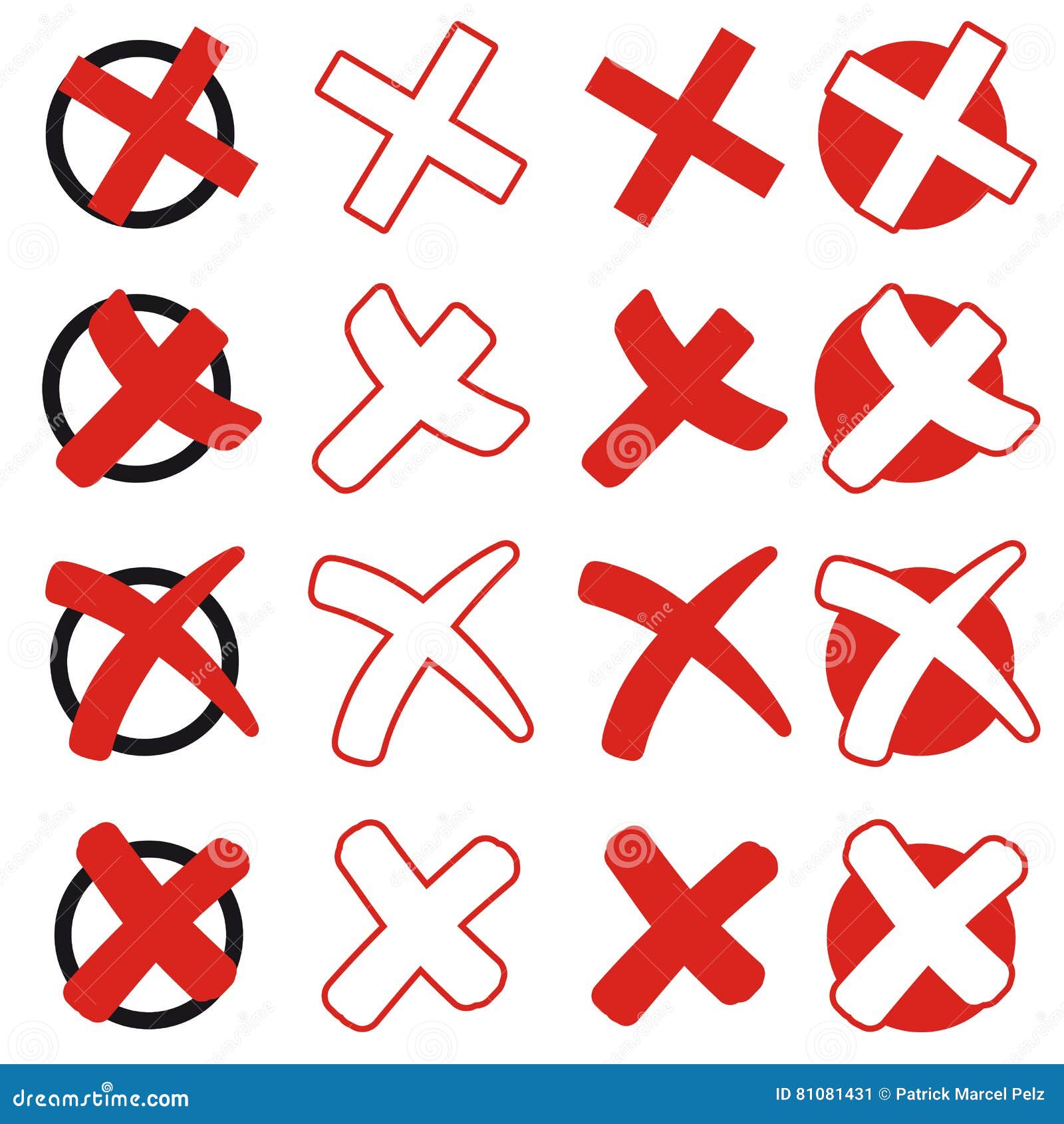 Collection red crosses stock vector. Illustration of button - 81081431