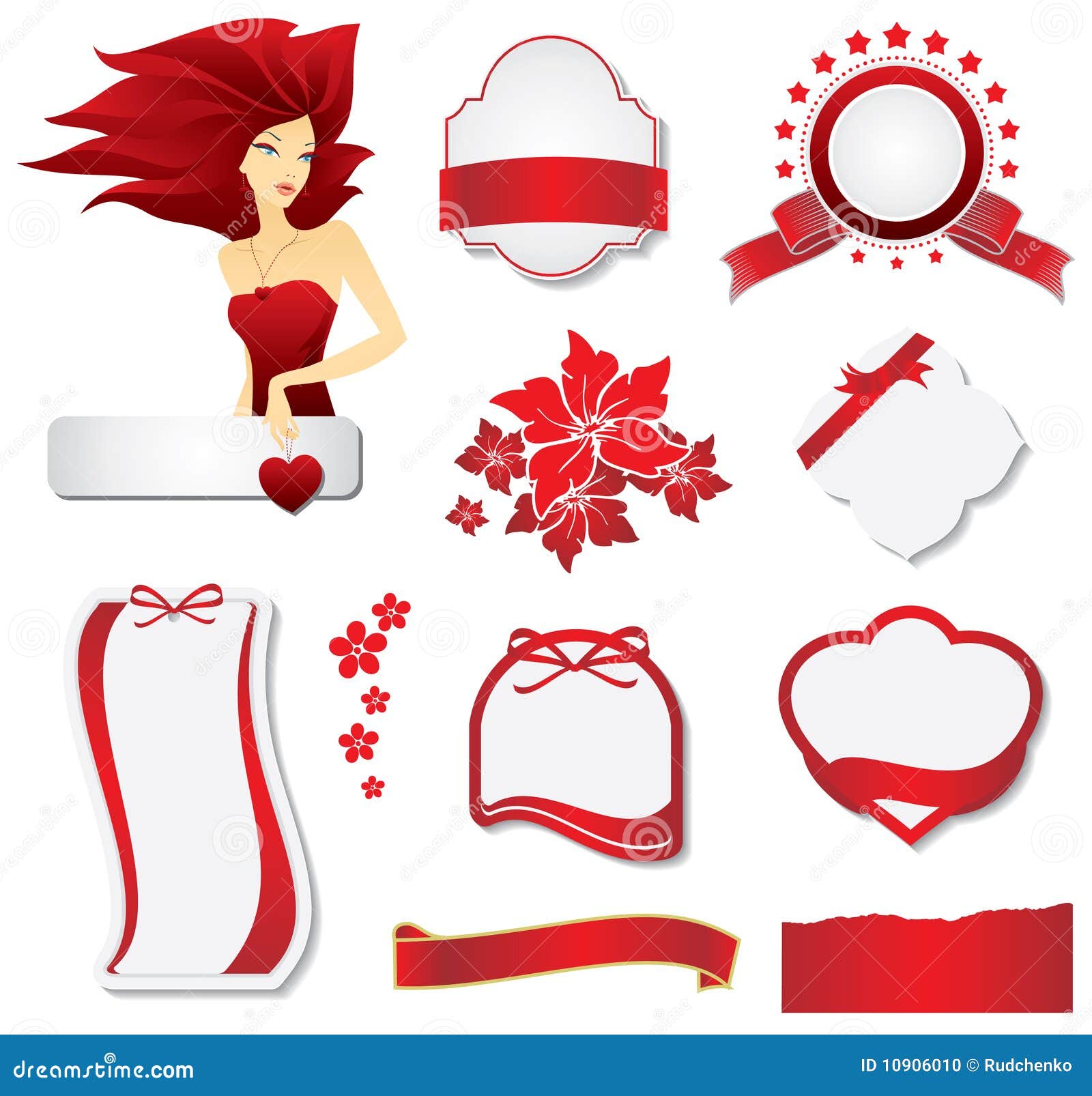 Collection of Red Design Elements Stock Vector - Illustration of ...