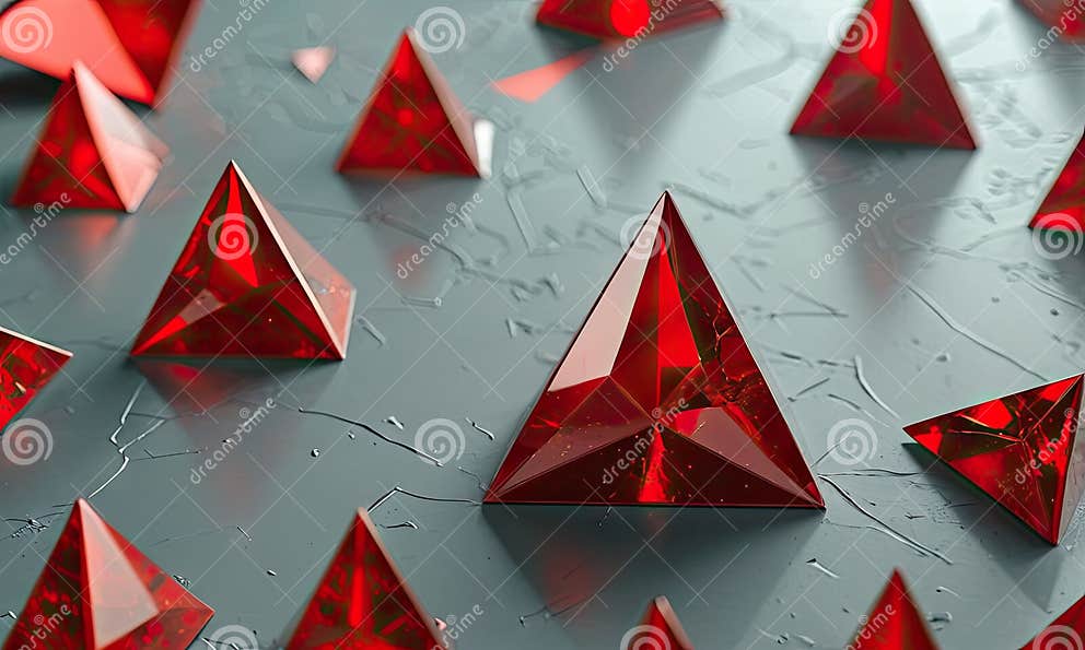 A Collection of Red Diamond-shaped Objects are Arranged on a Grey Surface. Stock Illustration ...