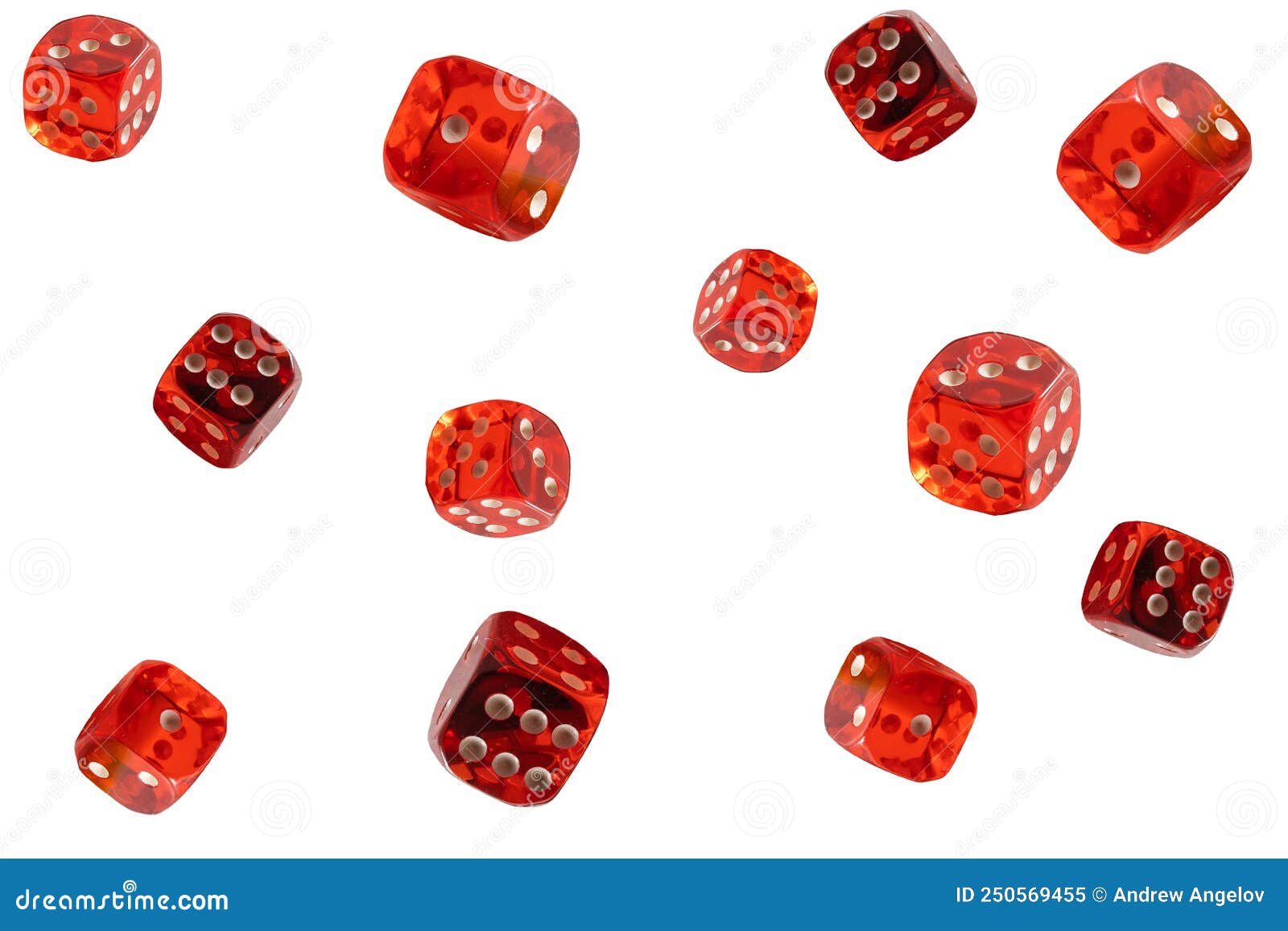 A Collection of Red Dice at Different Angles Isolated on a White ...