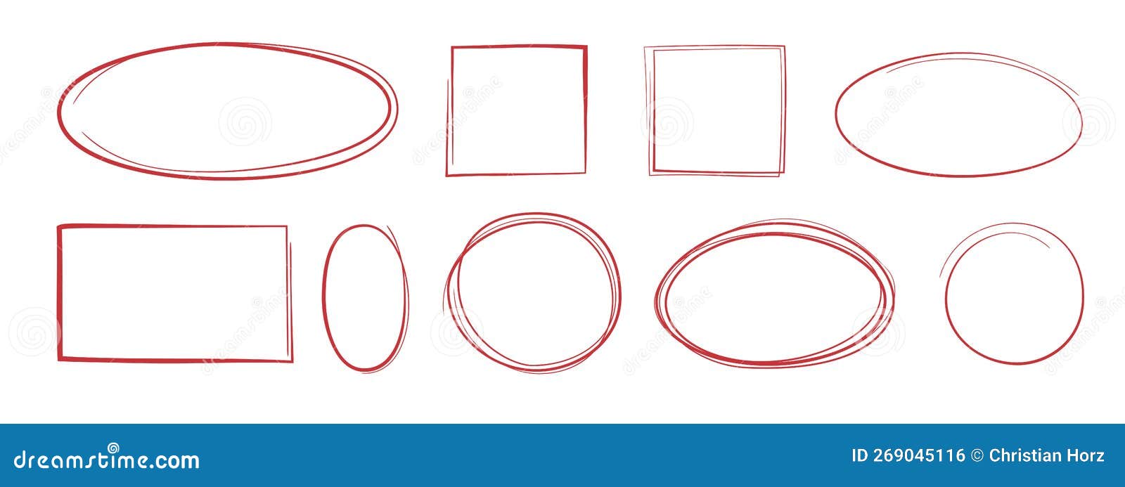 Collection of Red Doodle Shapes, Circular and Rectangular Highlight ...
