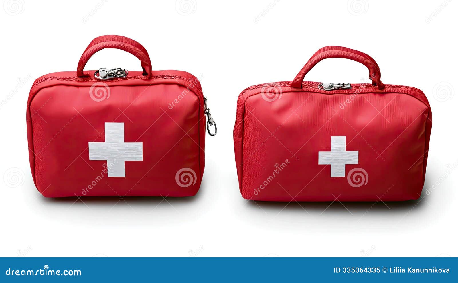 A Collection of Red First Aid Kit Bags Displayed Against a White ...