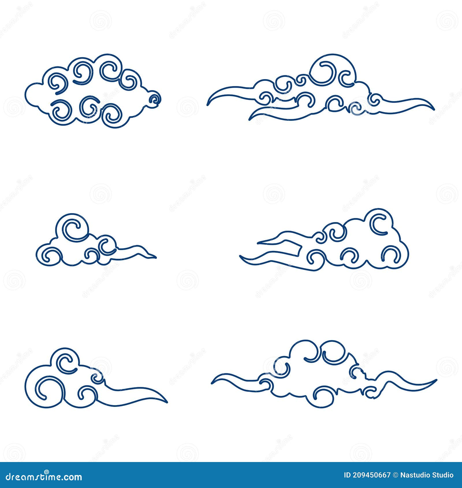 Collection of Red and Gold Clouds. Chinese Cloud Template Vector Stock ...