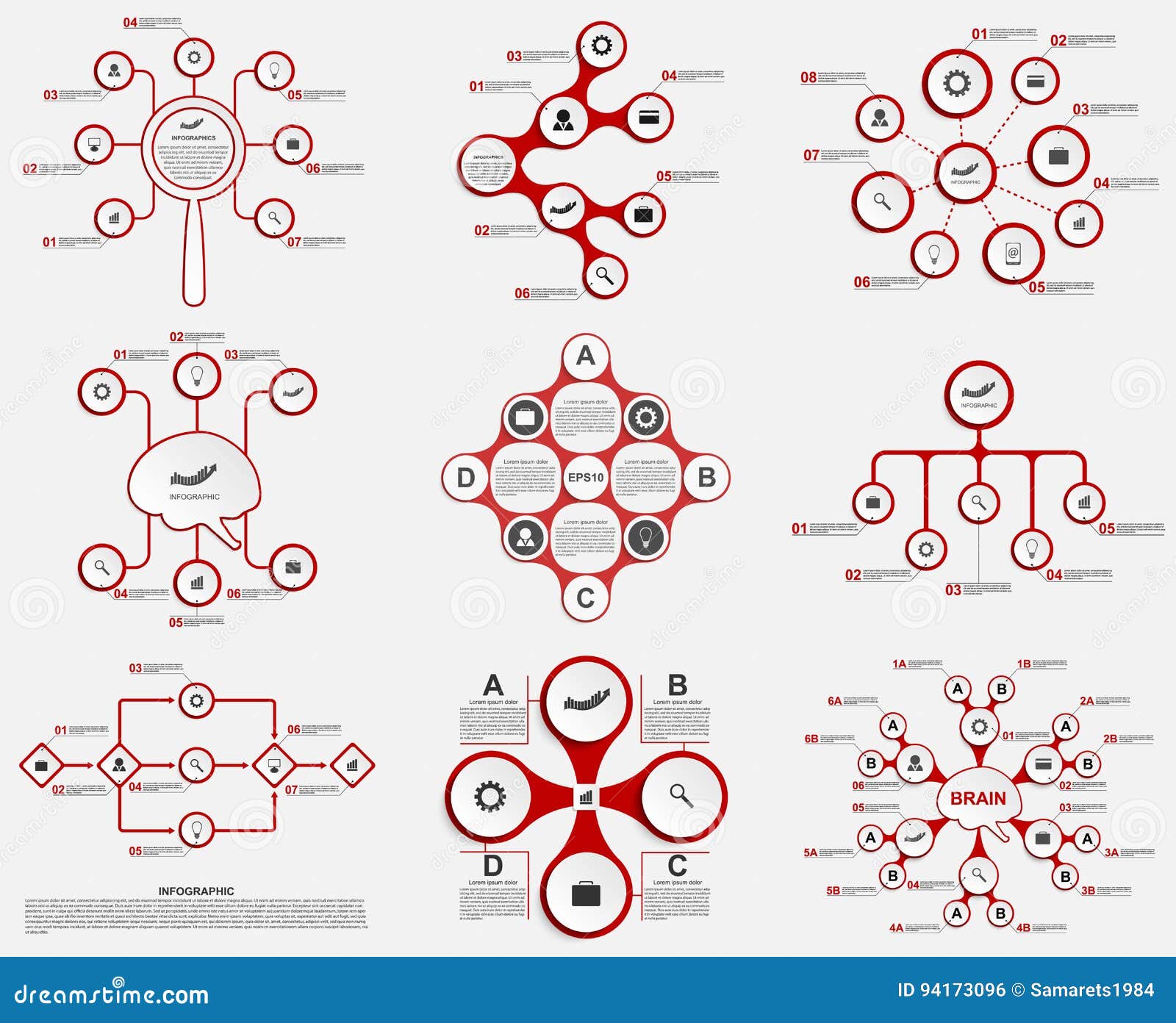 Collection Red Infographics. Design Elements. Infographics for Business ...