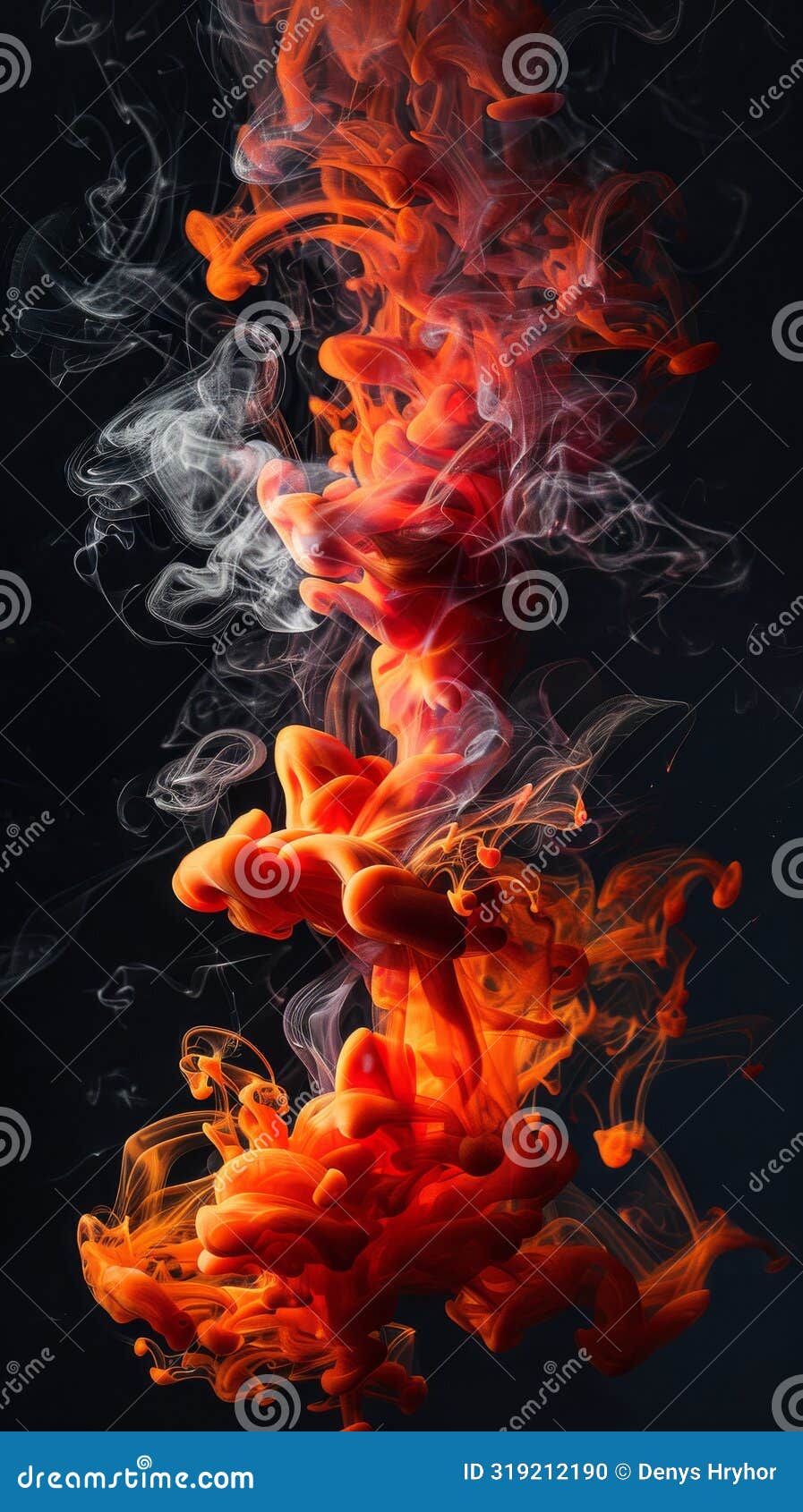 A Collection of Red and Orange Smoke Swirling and Billowing in Abstract ...