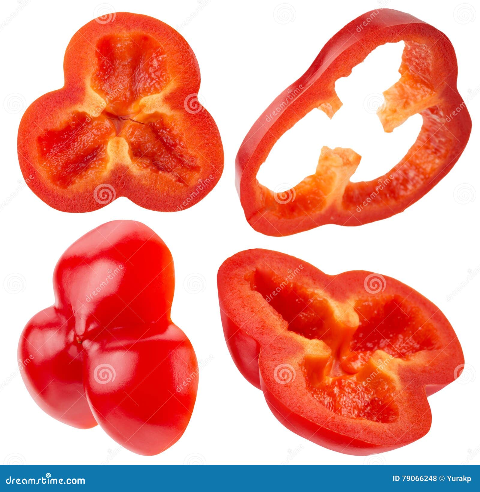 Collection of Red Pepper Slices Isolated on the White Background Stock ...