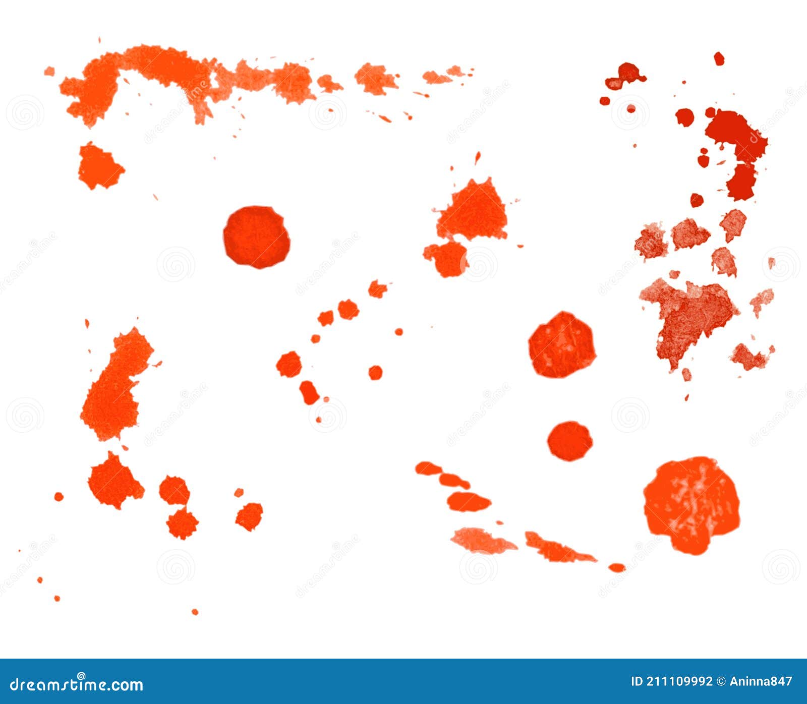 Collection on Red Spots and Splashes of Watercolor Paint Stock Vector ...