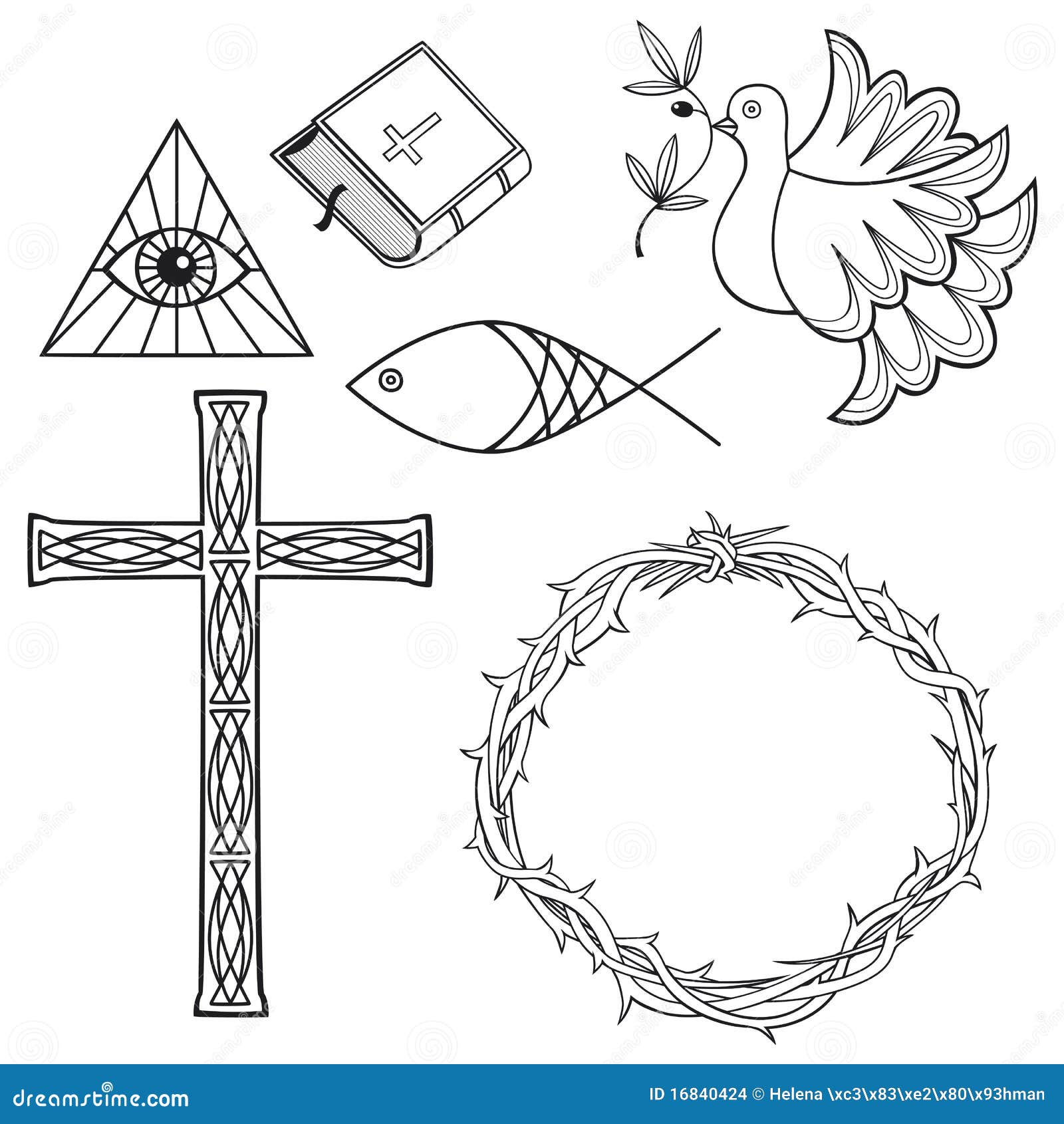 Collection of Religious Symbols Stock Vector - Illustration of outline ...