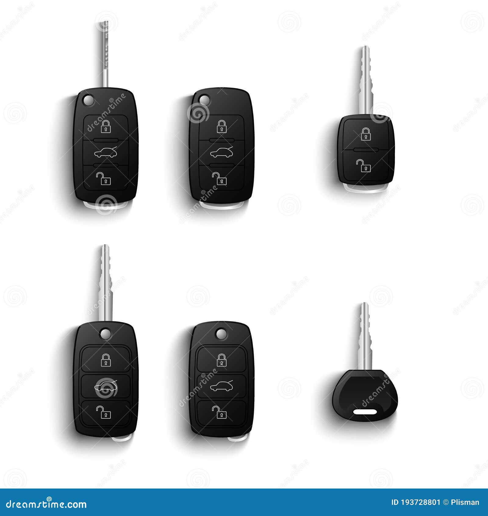 Collection Remote Car Key Open and Close Template Stock Vector ...