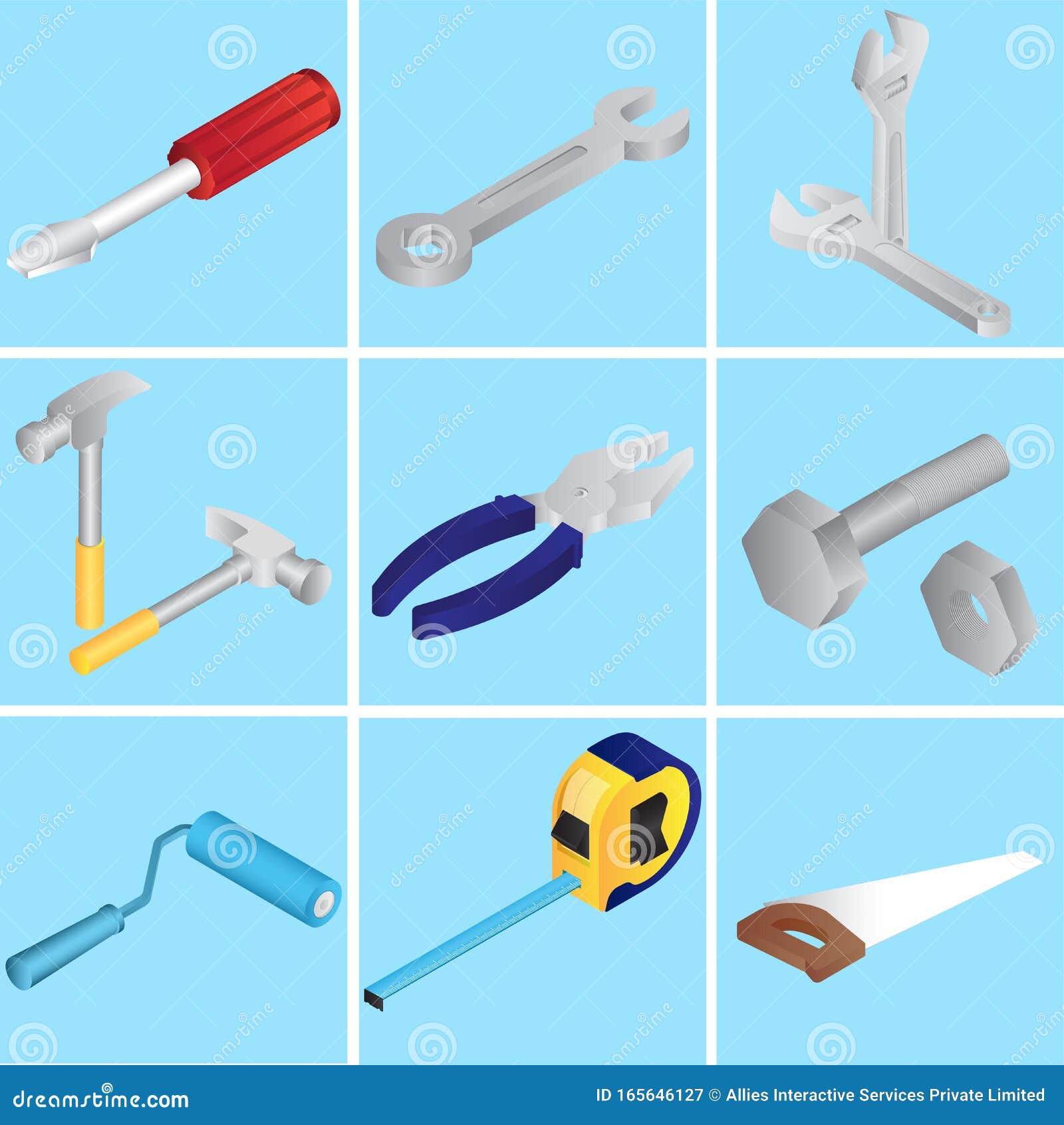 Collection of Repairing Tools or Objects Stock Illustration ...