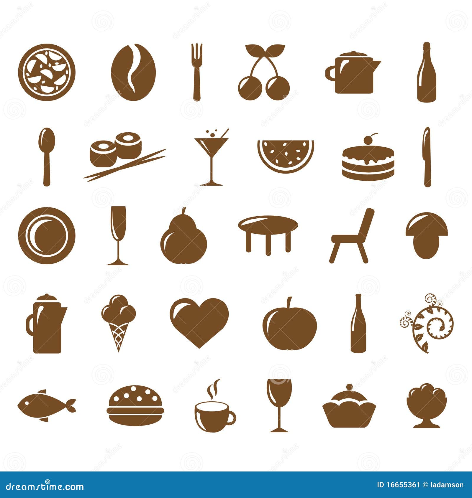 Collection Restaurant Icons. Vector Stock Vector - Illustration of ...