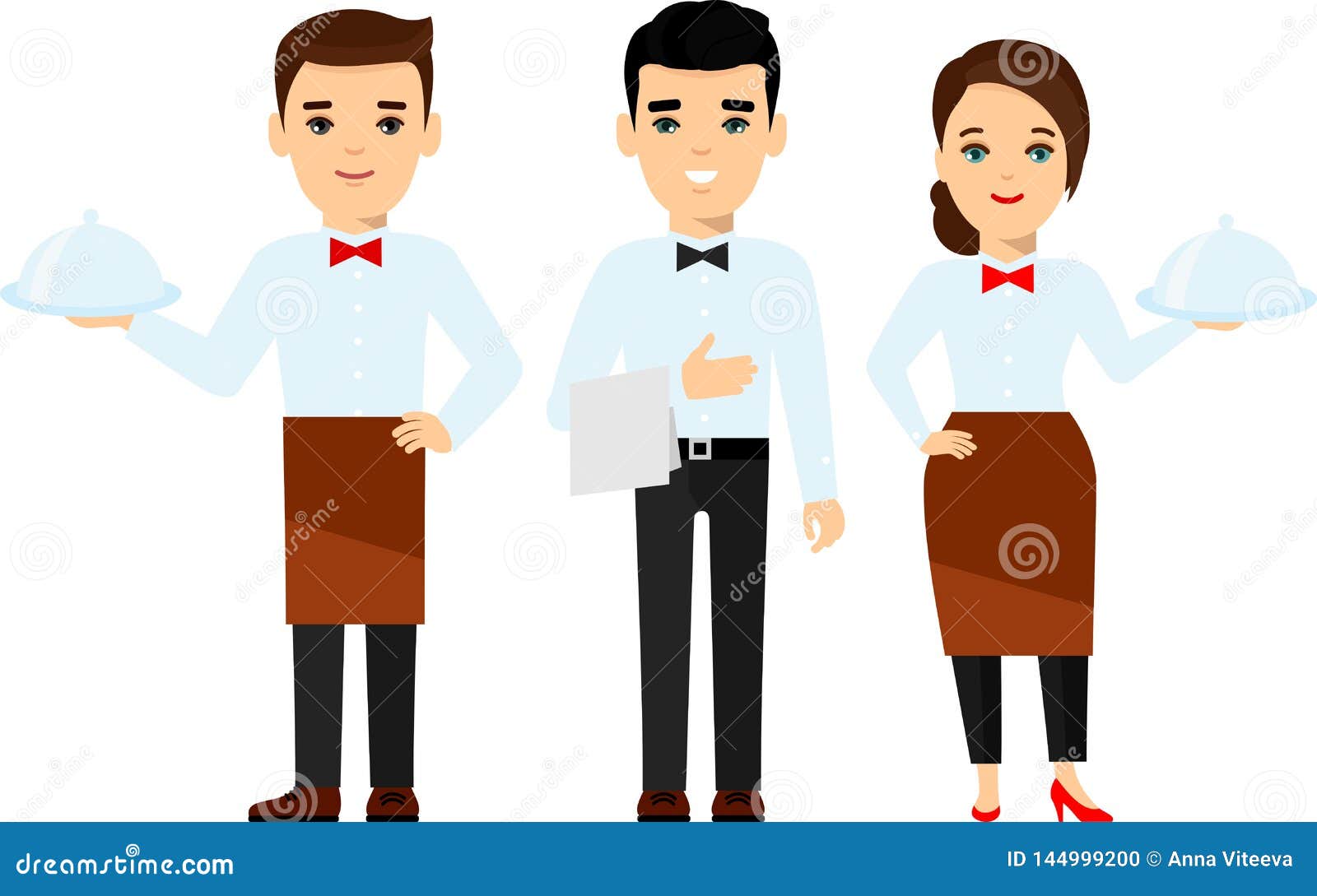 Collection of Restaurant Team in Different Poses. Stock Vector ...