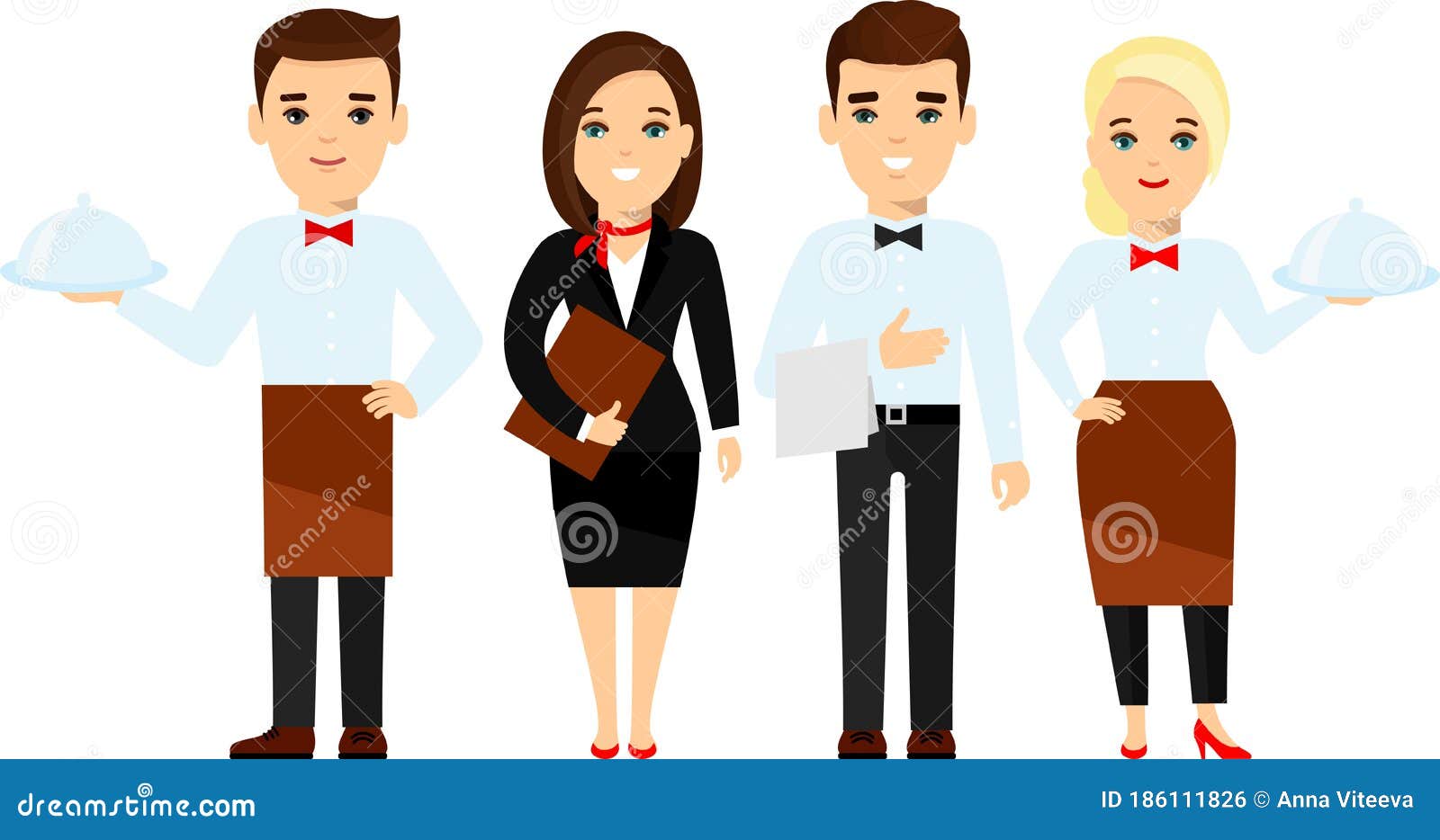Collection of Restaurant Team in Different Poses. Stock Vector ...