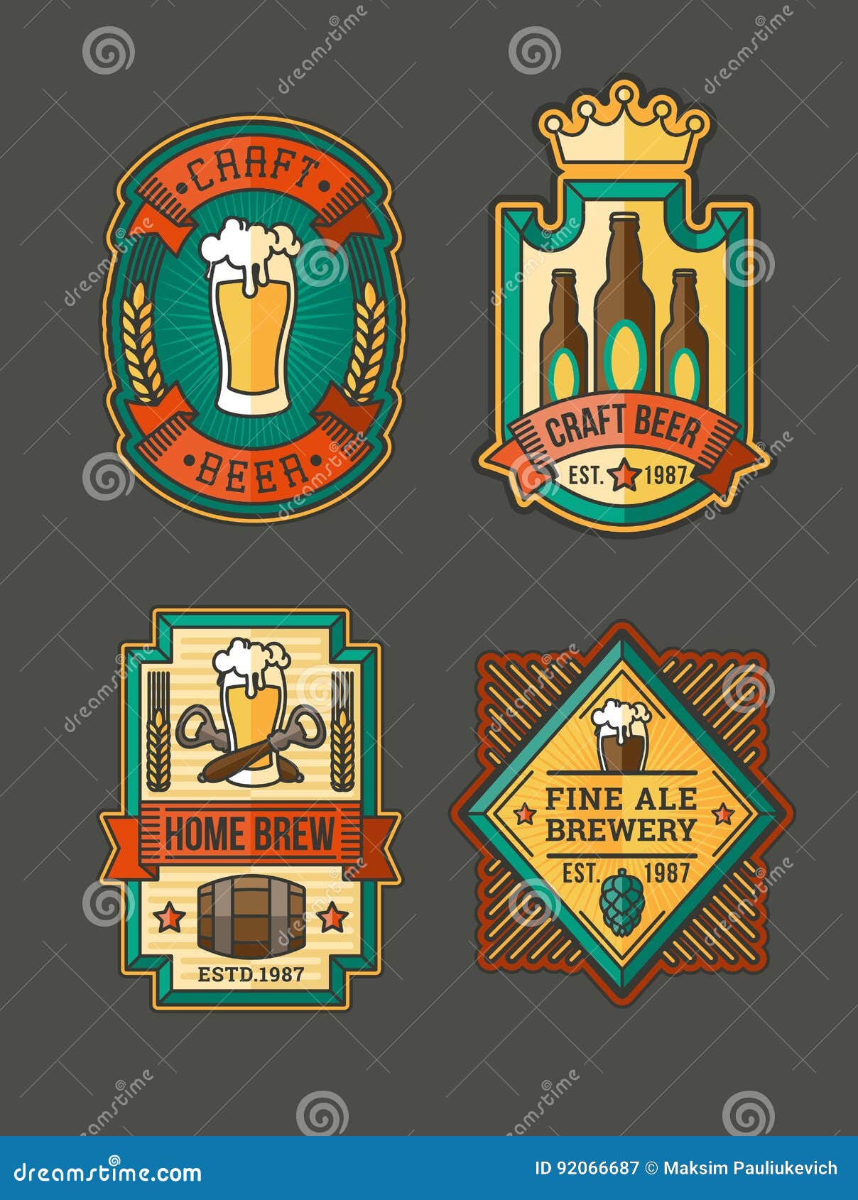 Collection of Retro Beer Labels, Stickers Stock Illustration ...