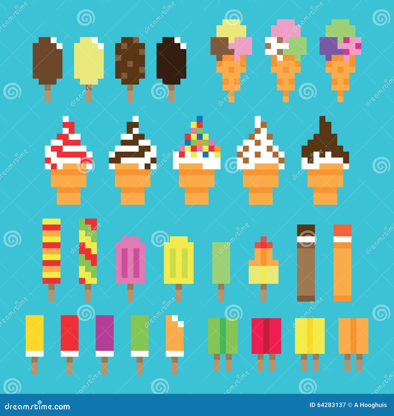 Pixel Art Ice Cream Icon For 8bit Game Vector Illustration ...
