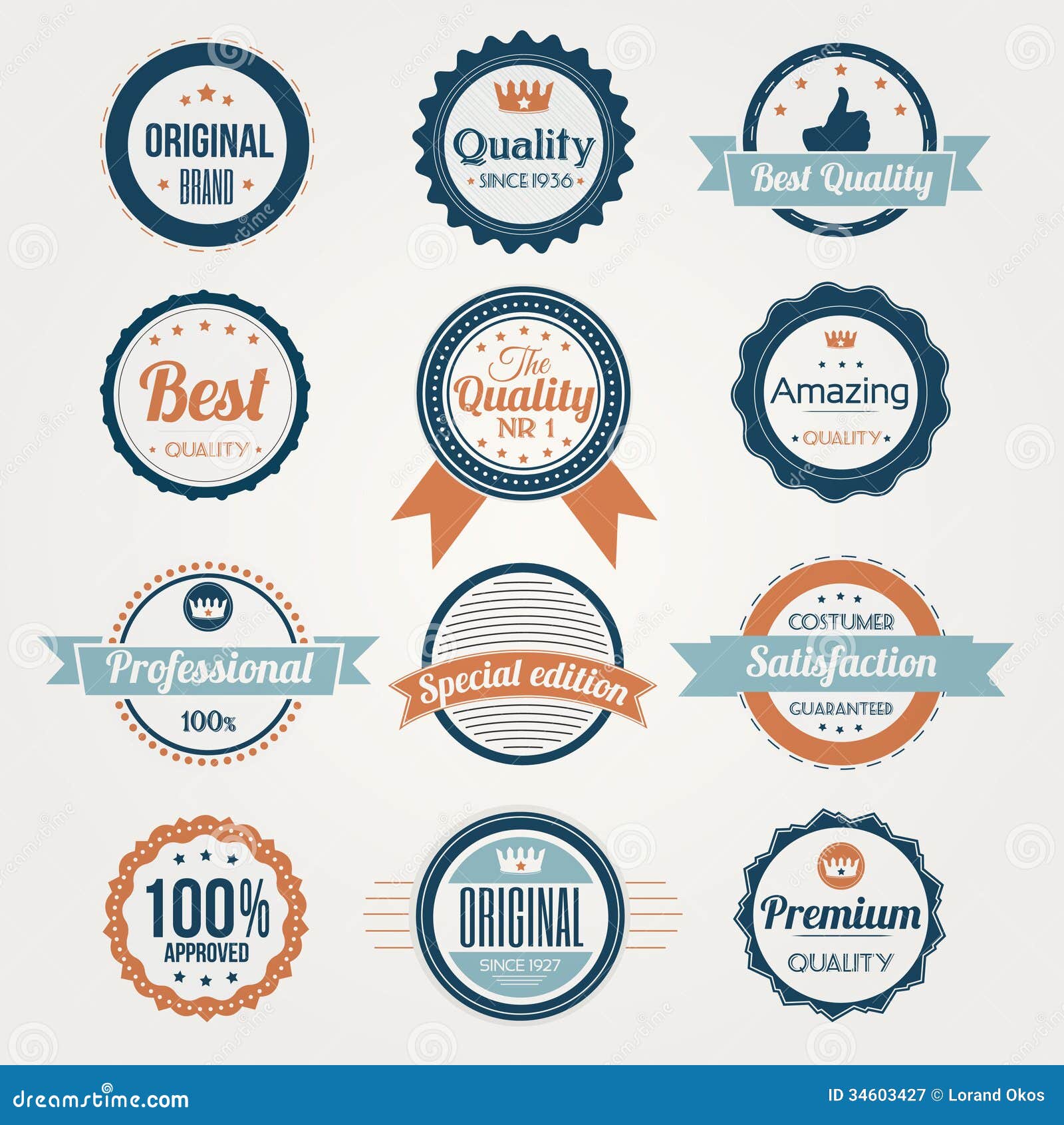 Collection of Retro Premium Quality Labels Stock Vector - Illustration ...